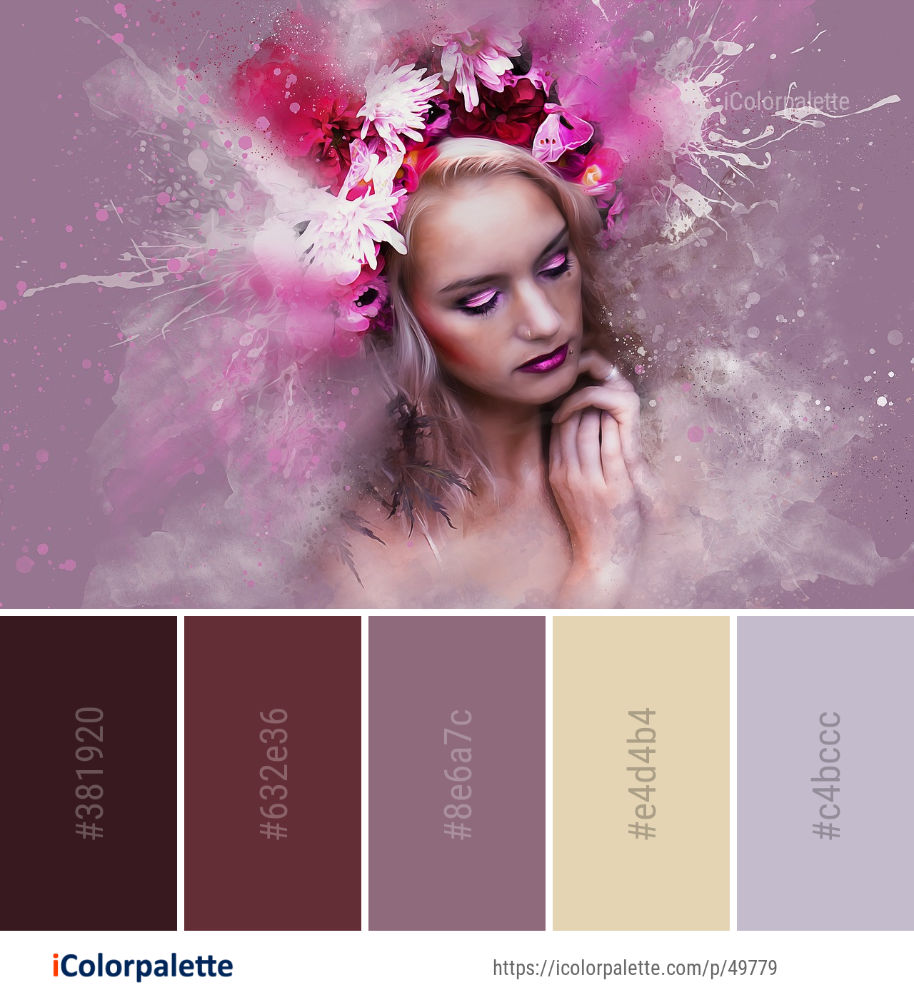 Color Palette Ideas from Pink Face Beauty Image | iColorpalette