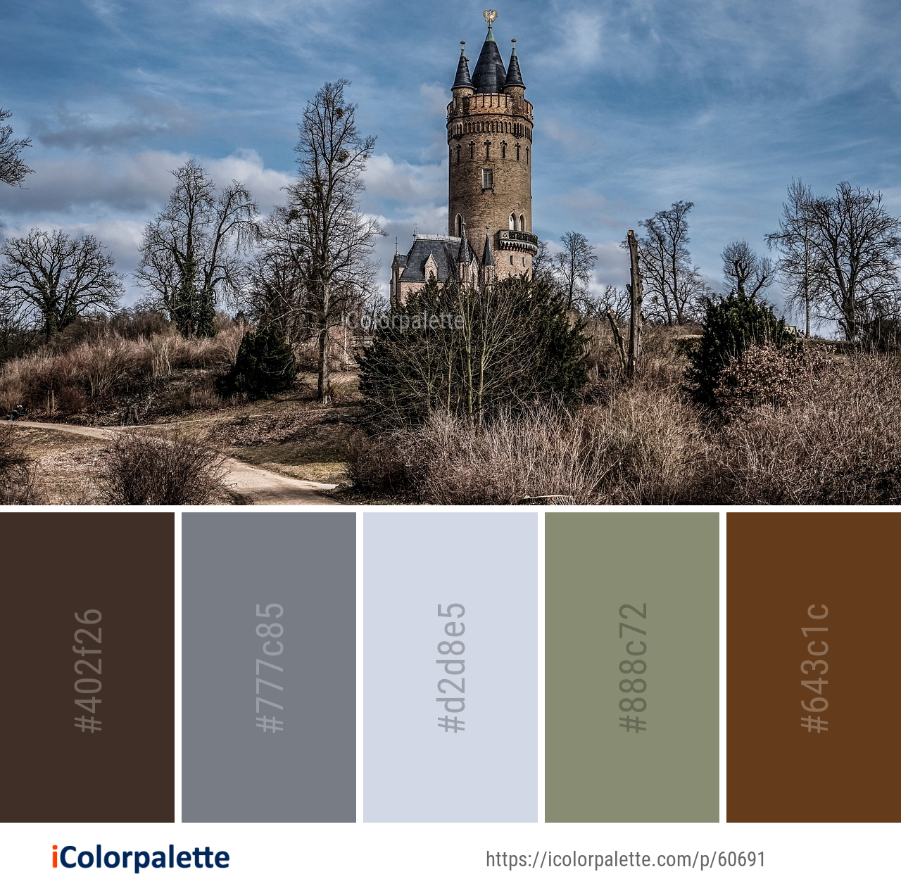 Color Palette Ideas from Sky Tree Cloud Image | iColorpalette