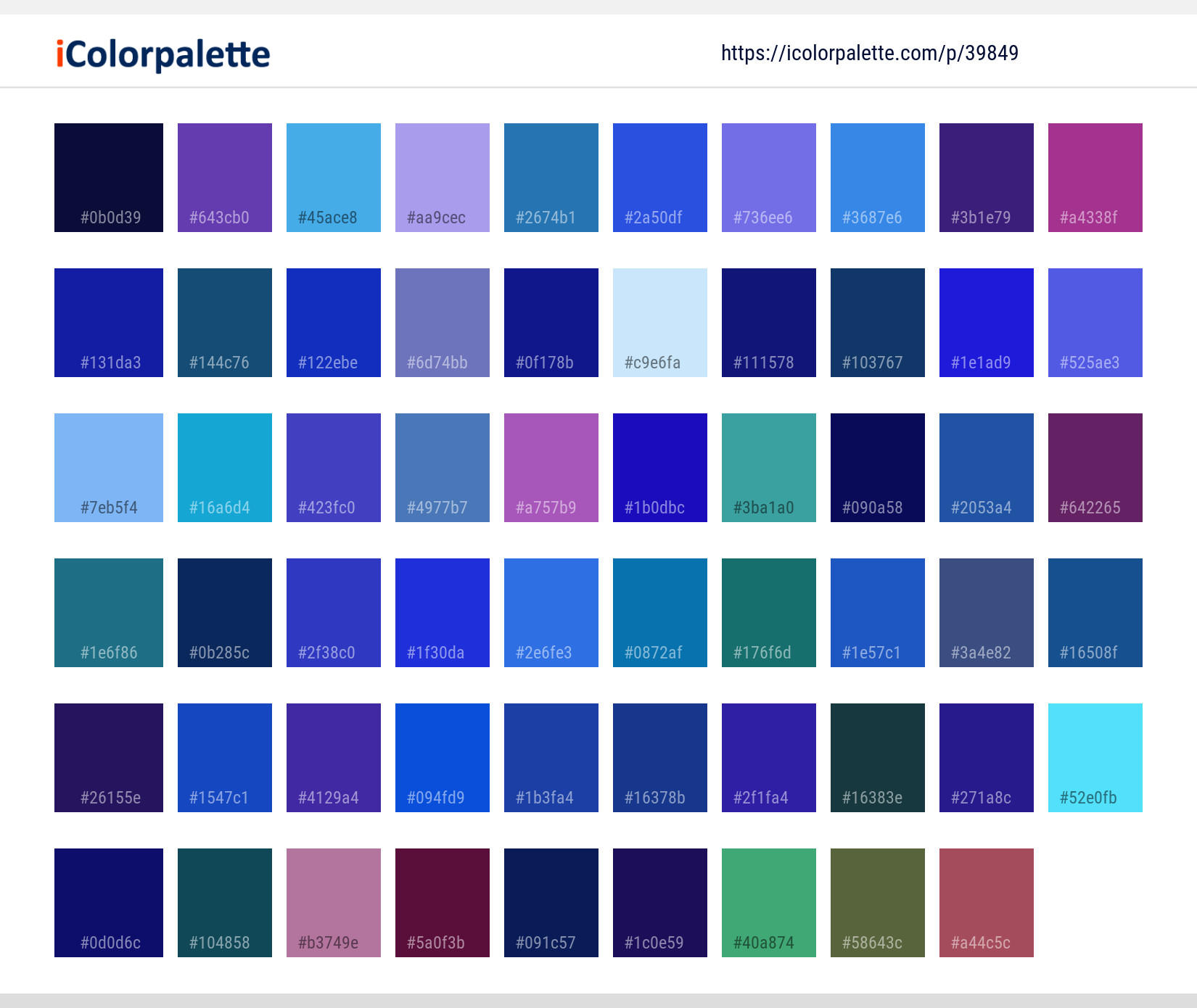 Color Palette Ideas from Blue Purple Cobalt Image | iColorpalette