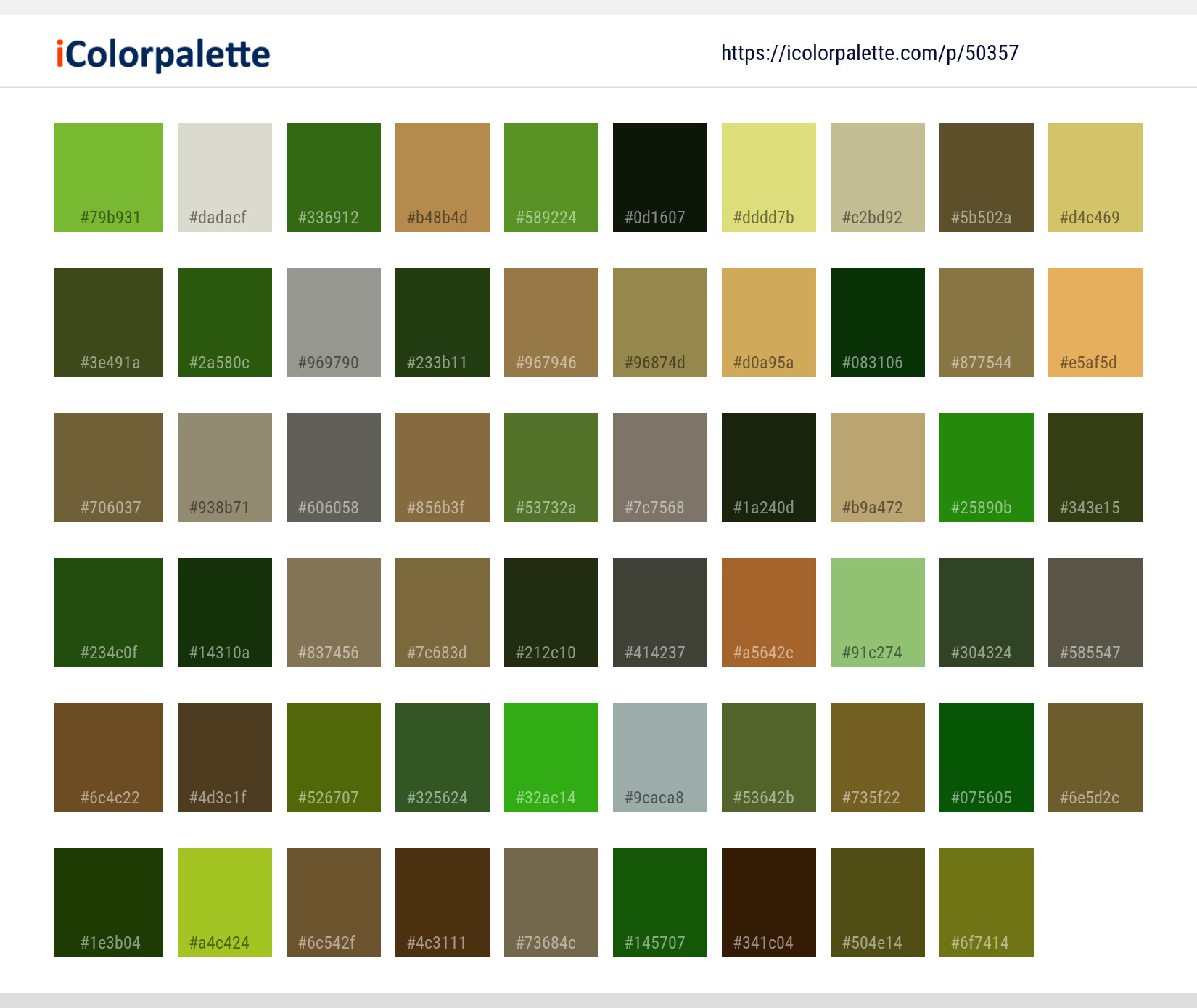 Color Palette Ideas from Green Tree Vegetation Image | iColorpalette