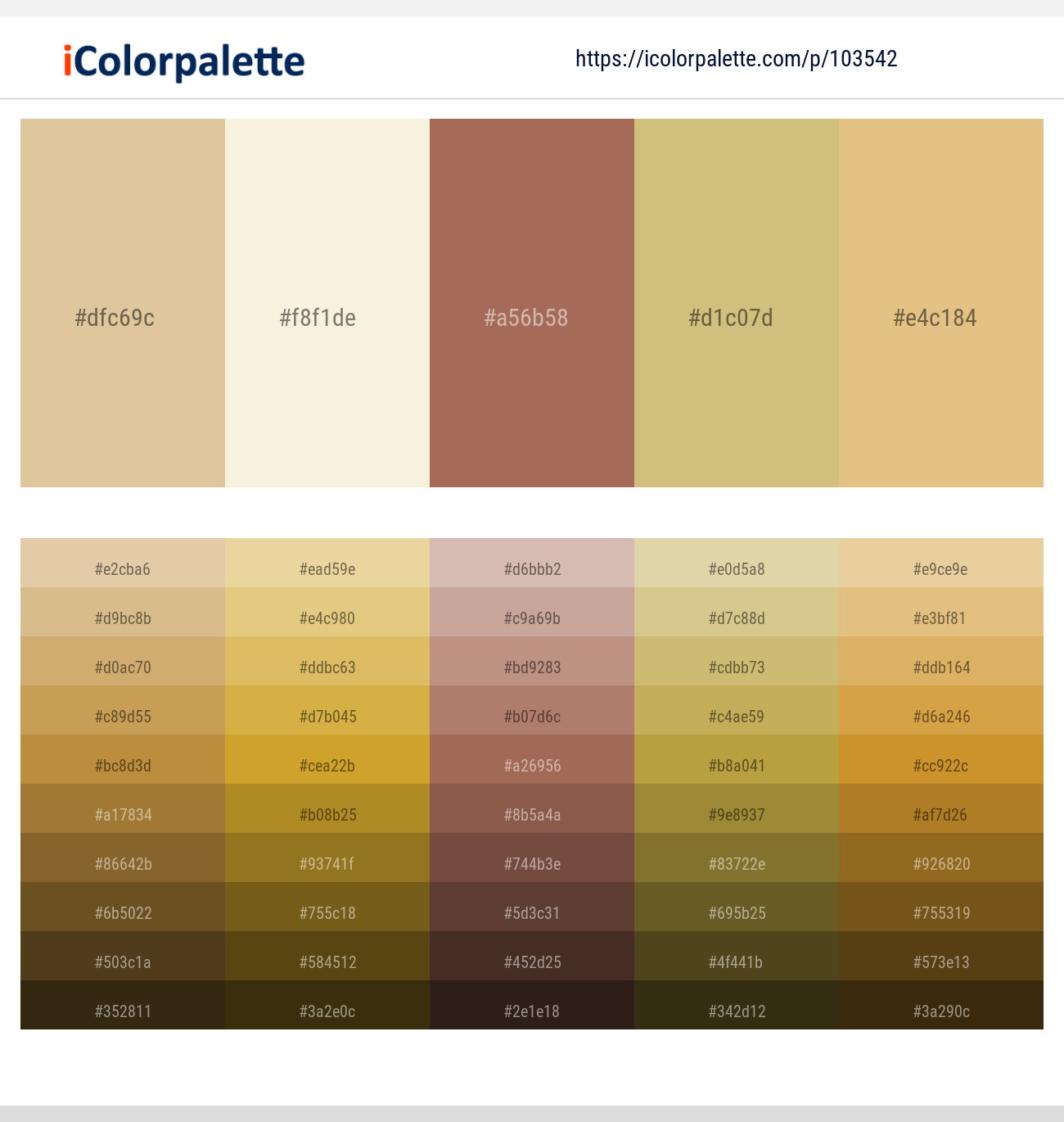 Brandy – Coconut Cream – Leather – Straw – Gold Sand Color scheme ...