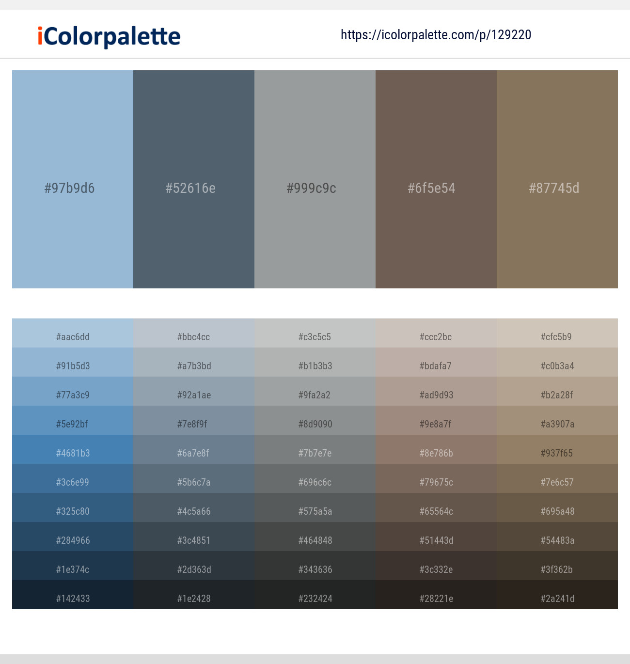 Polo Blue – Shuttle Gray – Pewter – Pine Cone – Domino Color scheme ...