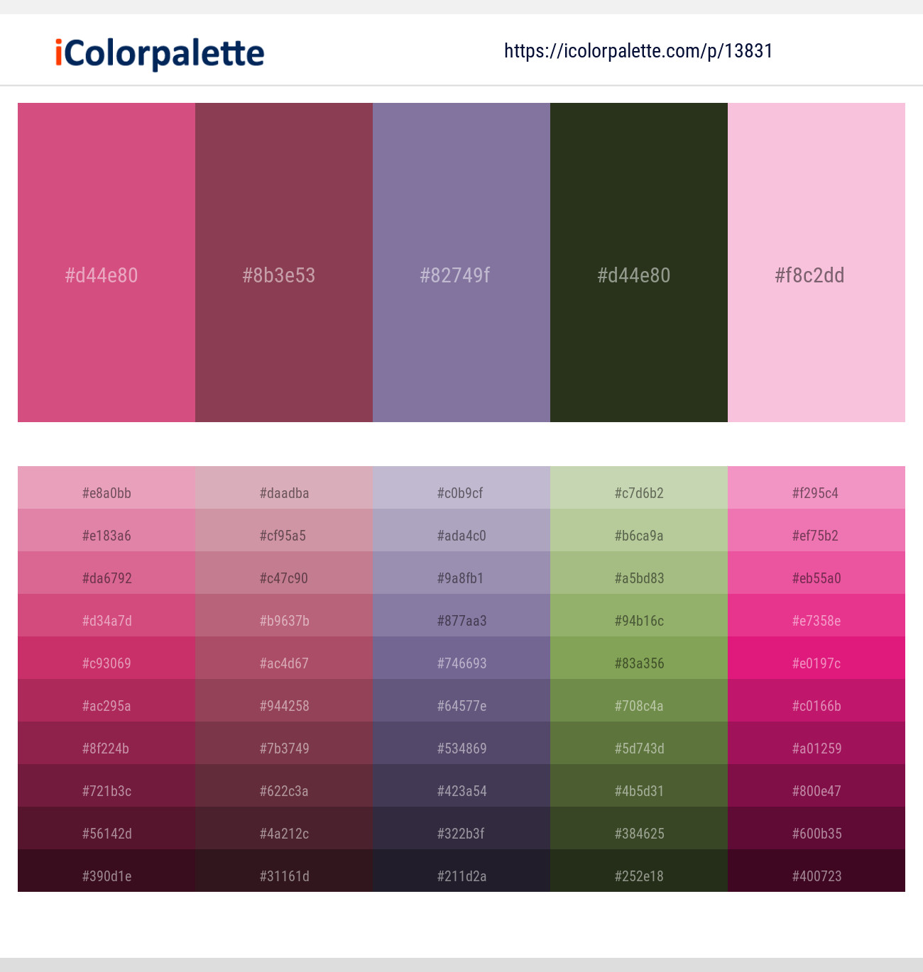 Cranberry – Solid Pink – Kimberly – Green Kelp – Chantilly Color scheme ...