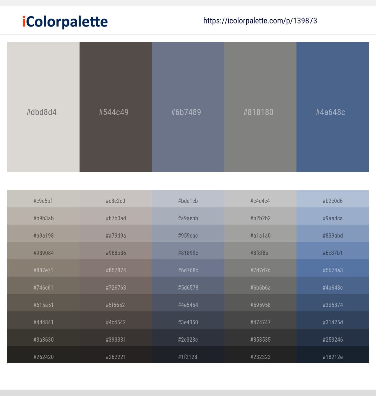 Timberwolf – Emperor – Raven – Friar Gray – Kashmir Blue Color scheme ...