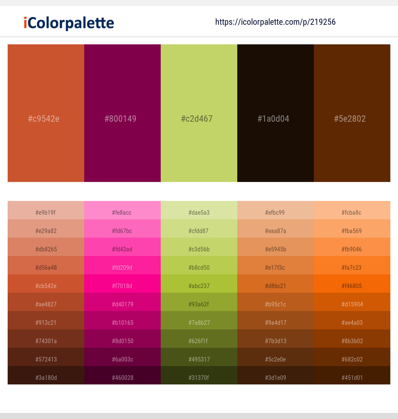 Tuscany – Siren – Tacha – Creole – Carnaby Tan Color scheme | iColorpalette