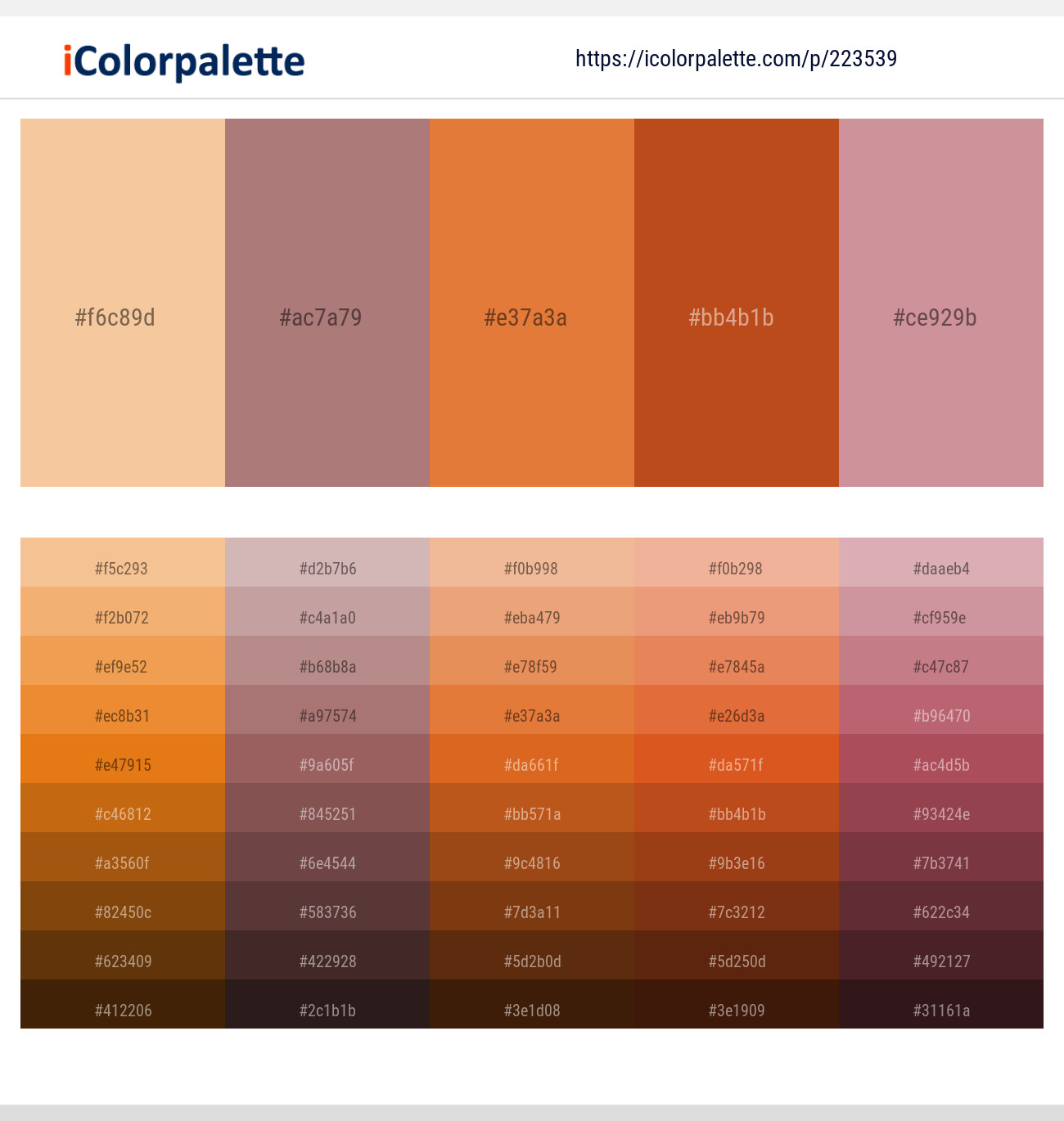 Manhattan – Pharlap – Burnt Sienna – Orange Roughy – Puce Color scheme ...