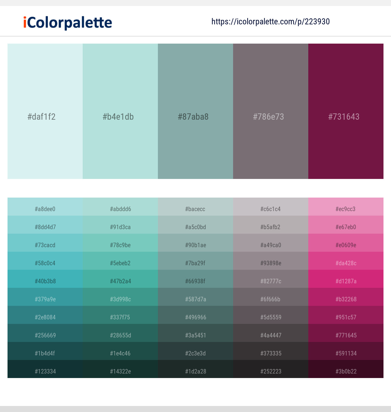 Iceberg – Jagged Ice – Cascade – Empress – Claret Color scheme ...