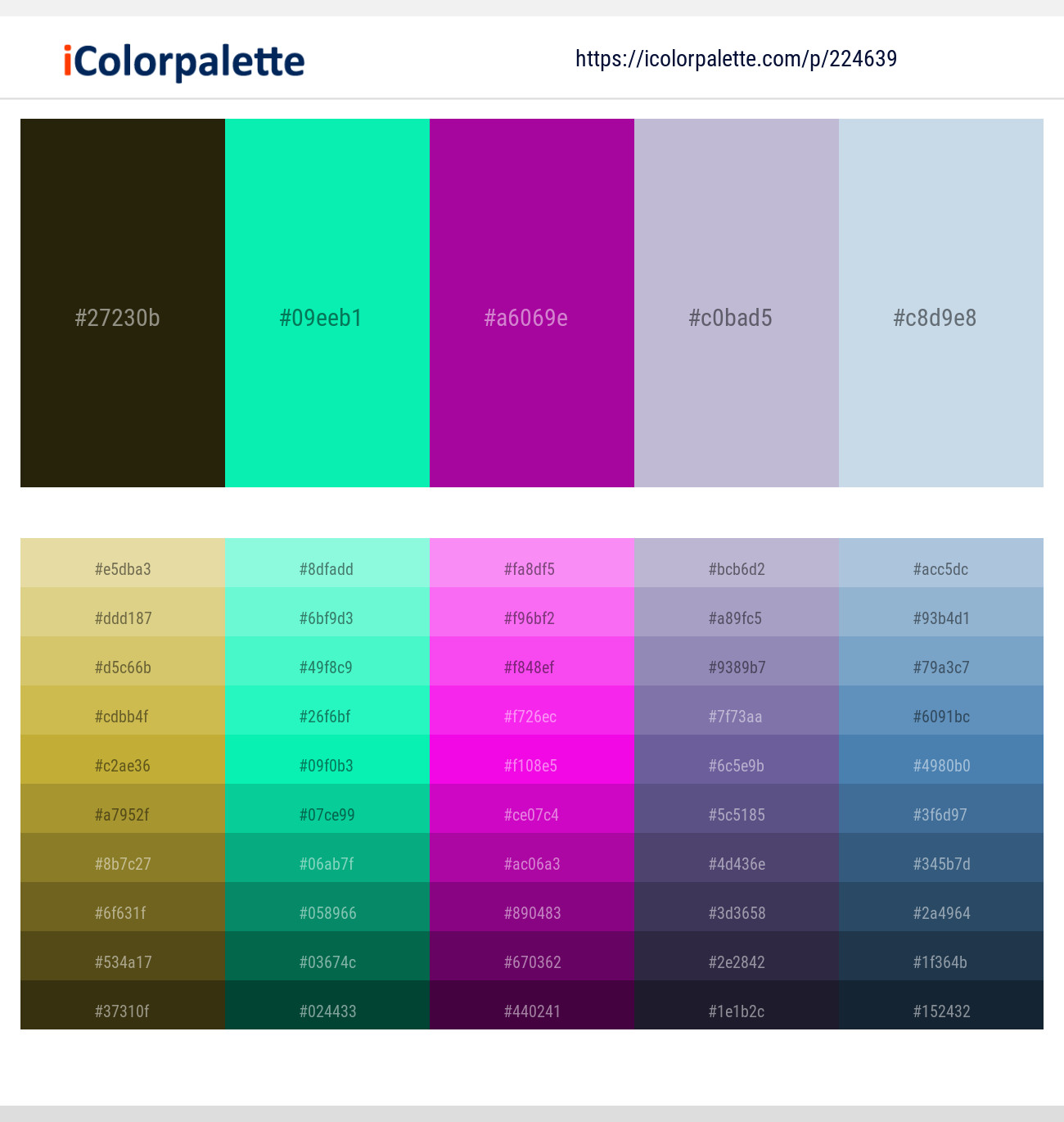 Onion – Bright Turquoise – Violet Eggplant – Lavender Gray – Periwinkle ...