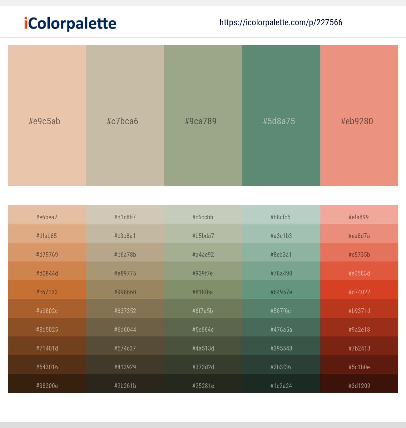 Zinnwaldite – Coral Reef – Sage – Viridian Green – Apricot Color scheme ...