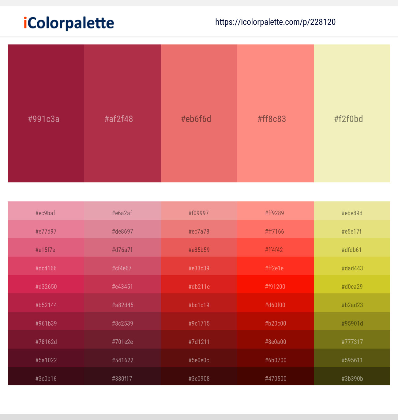 Claret – Well Read – Sunglo – Vivid Tangerine – Tusk Color scheme ...