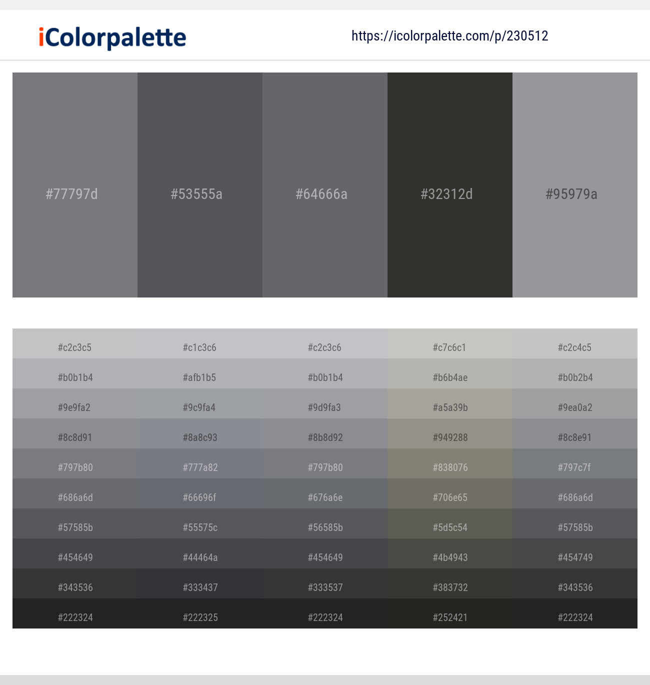 Rolling Stone – Abbey – Shuttle Gray – Tuatara – Oslo Gray Color scheme | iColorpalette