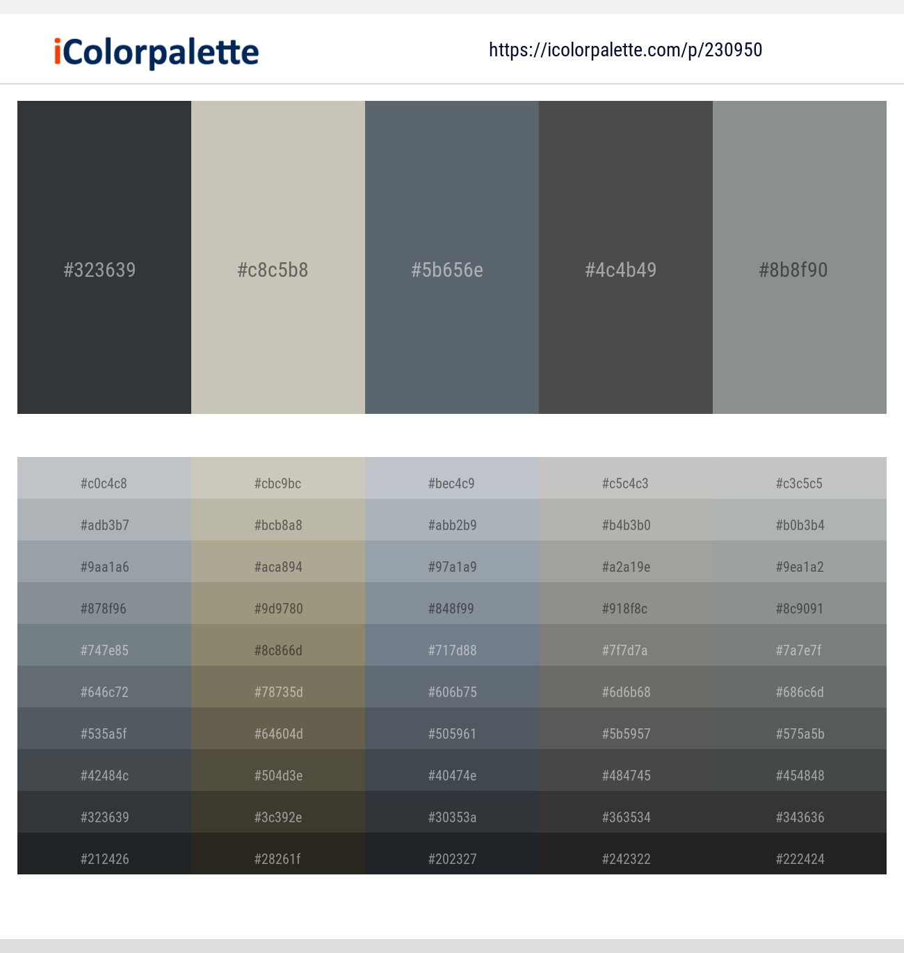 Outer Space – Ash – Shuttle Gray – Fuscous Gray – Oslo Gray Color ...