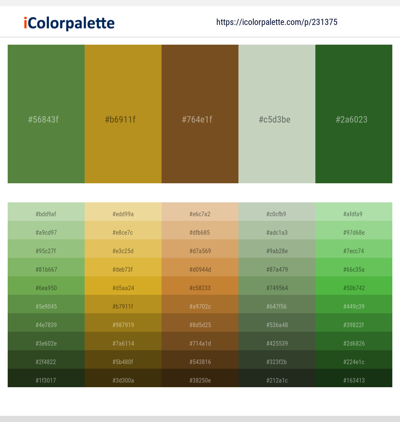 Fern Green – Lucky – Bull Shot – Pale Leaf – Green Pea Color scheme ...