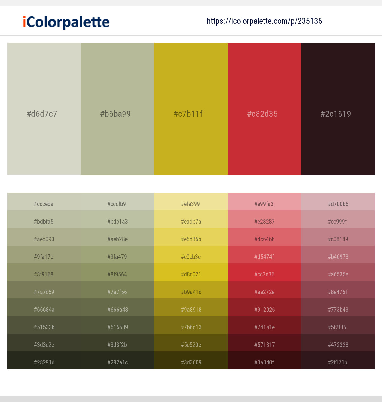 Moon Mist – Heathered Gray – Nugget – Brick Red – Gondola Color scheme ...