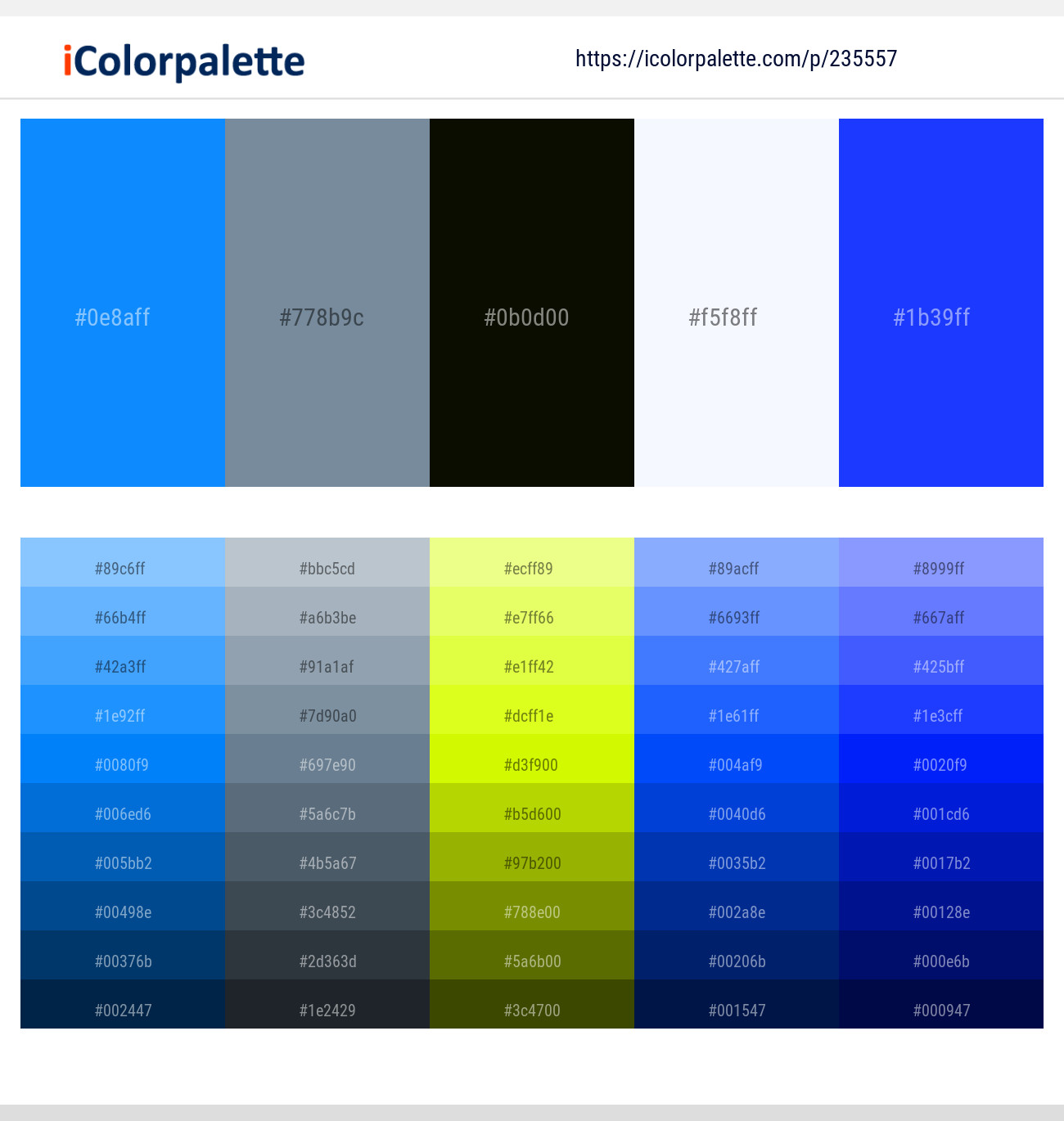 Azure Radiance – Slate Gray – Nero – Zircon – Blue Ribbon Color scheme ...