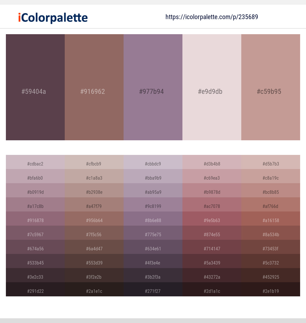 Eggplant – Copper Rose – Mountbatten Pink – Twilight – Oriental Pink ...