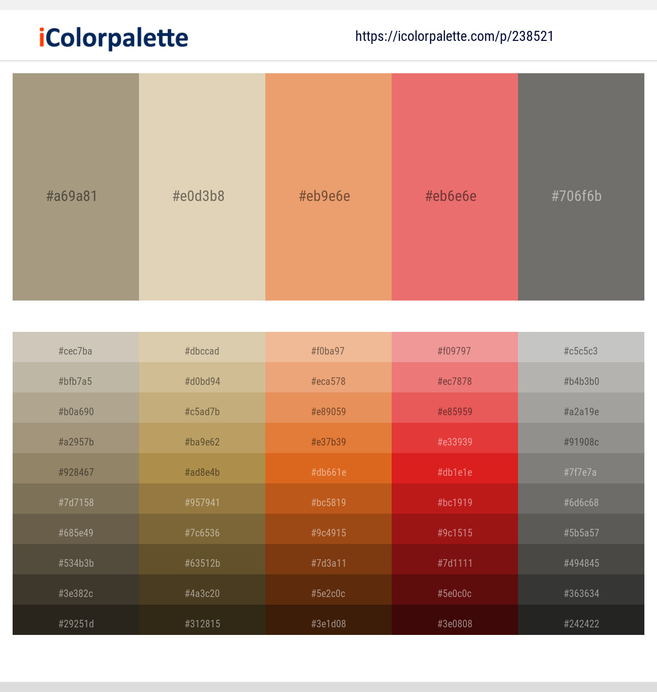 Donkey Brown – Bone – Apricot – Sunglo – Ironside Gray Color scheme ...