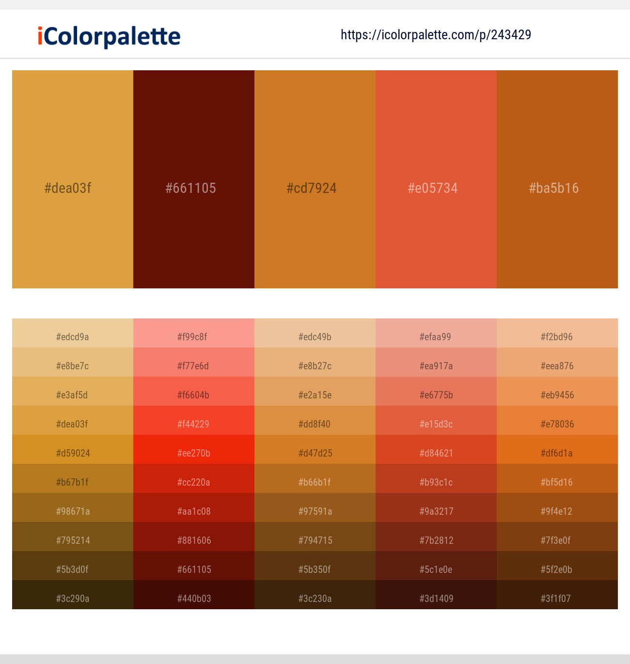Anzac – Dark Burgundy – Ochre – Flame Pea – Fiery Orange Color scheme ...