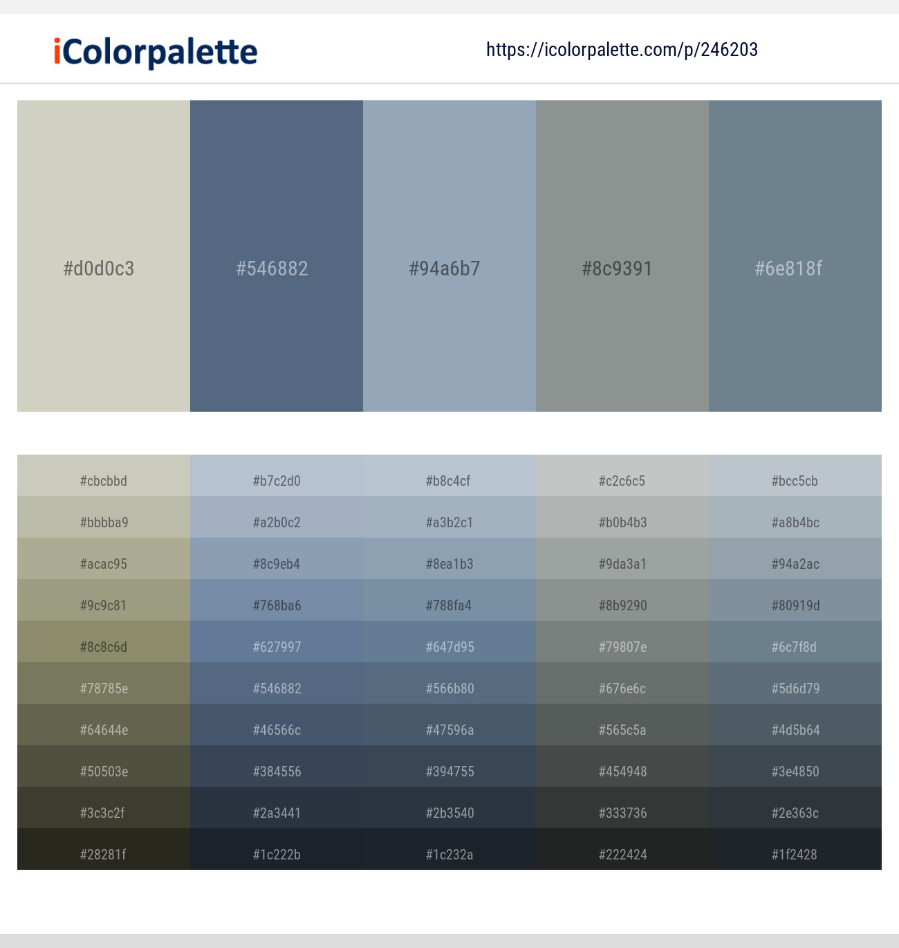 Celeste – Blue Bayoux – Gull Gray – Gunsmoke – Slate Gray Color scheme ...