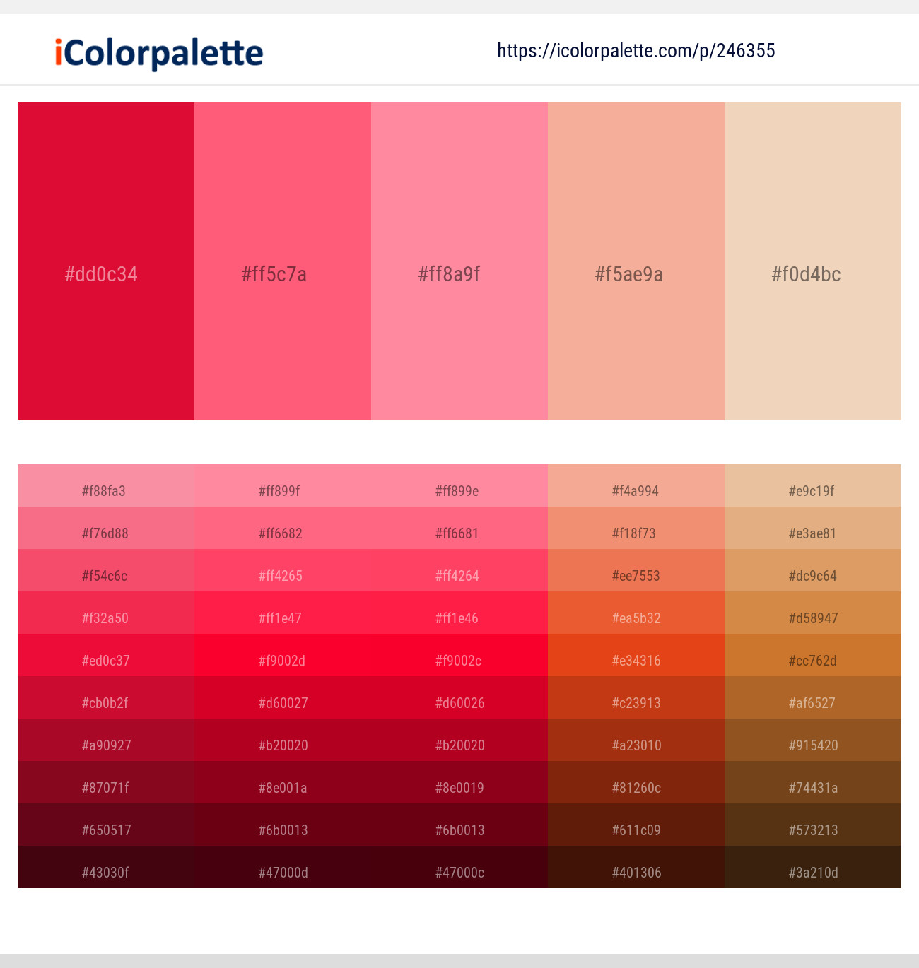 50 Red color palettes | Curated collection of Color Palettes