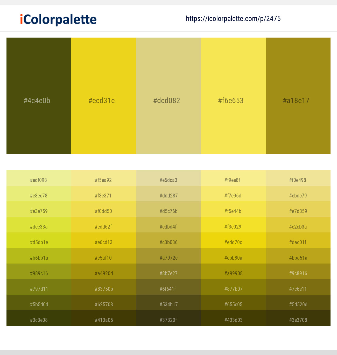 Bronze Olive – Barberry – Chenin – Energy Yellow – Reef Gold Color ...
