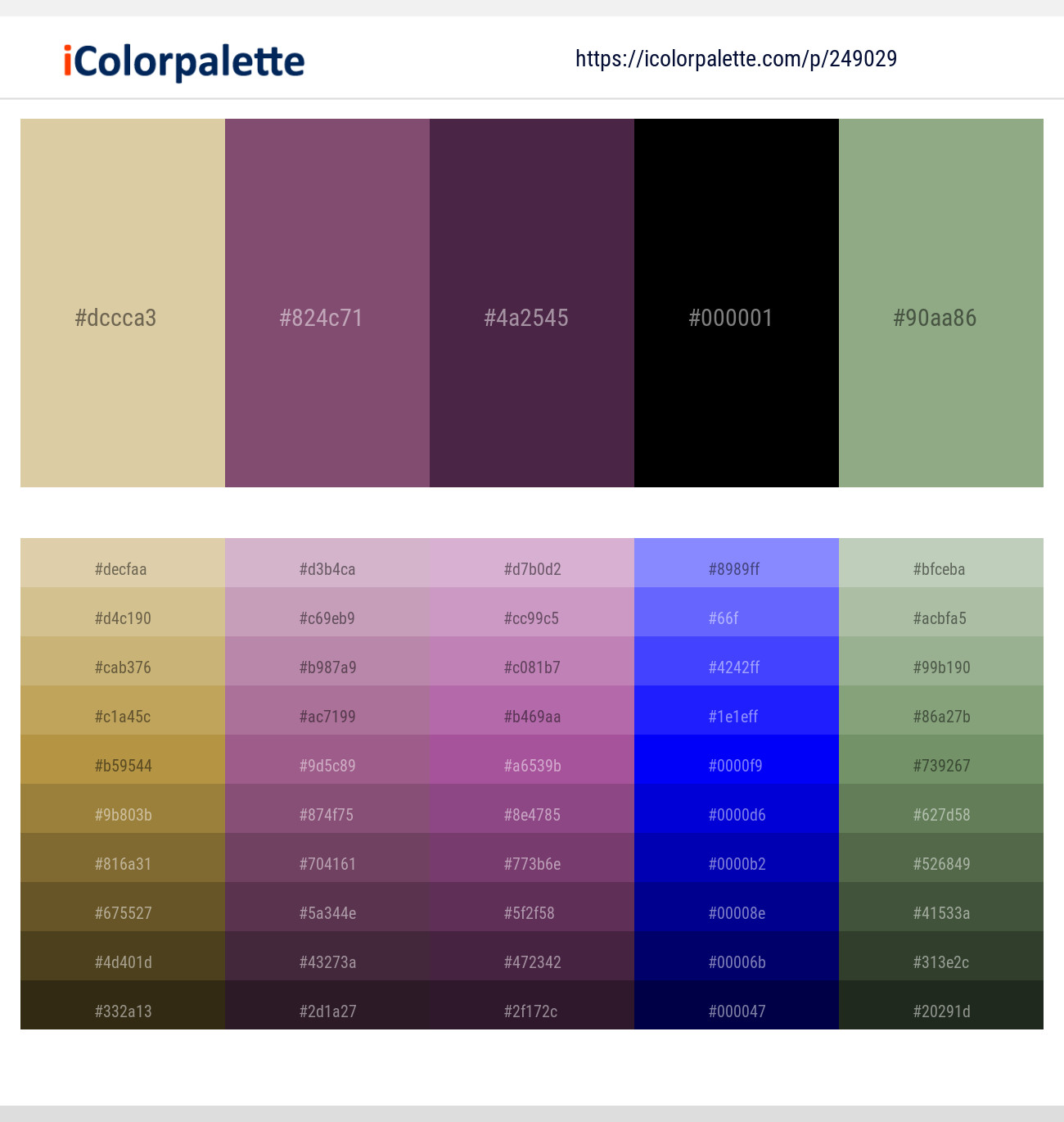 Sapling – Cannon Pink – Livid Brown – Black Russian – Envy Color scheme ...