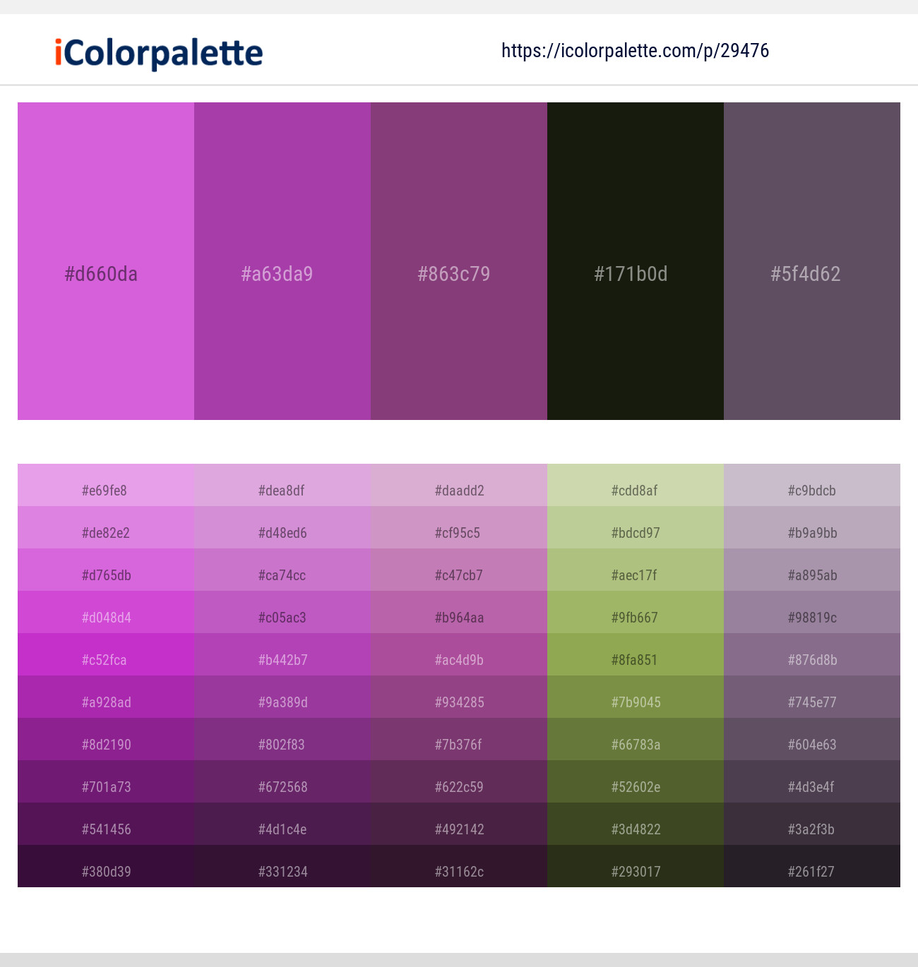 Lavender – Vivid Violet – Cannon Pink – Hunter Green – Mortar Color ...