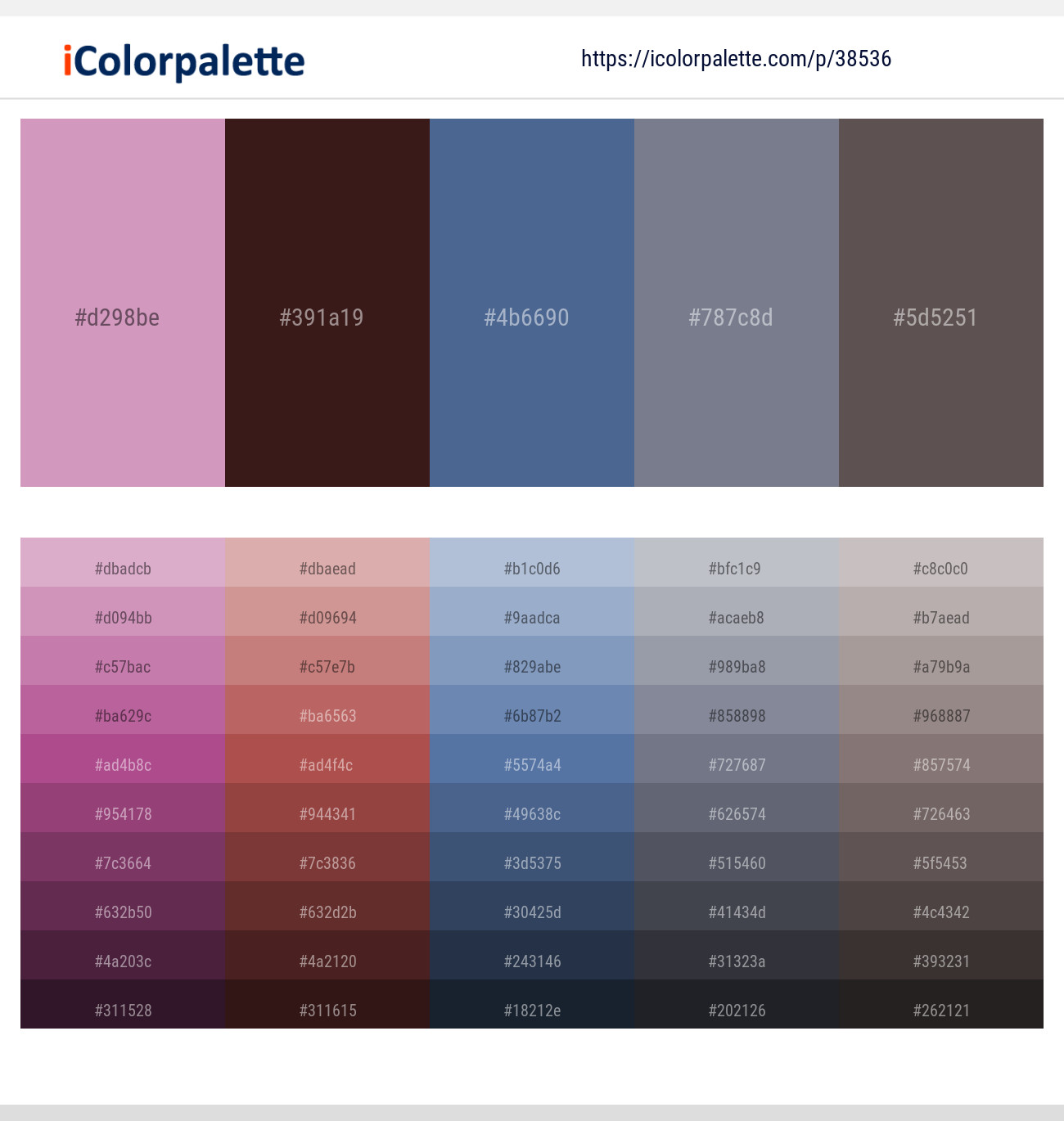 1+ Tamarind And Waterloo Color Palettes & Gradient Ideas | iColorPalette
