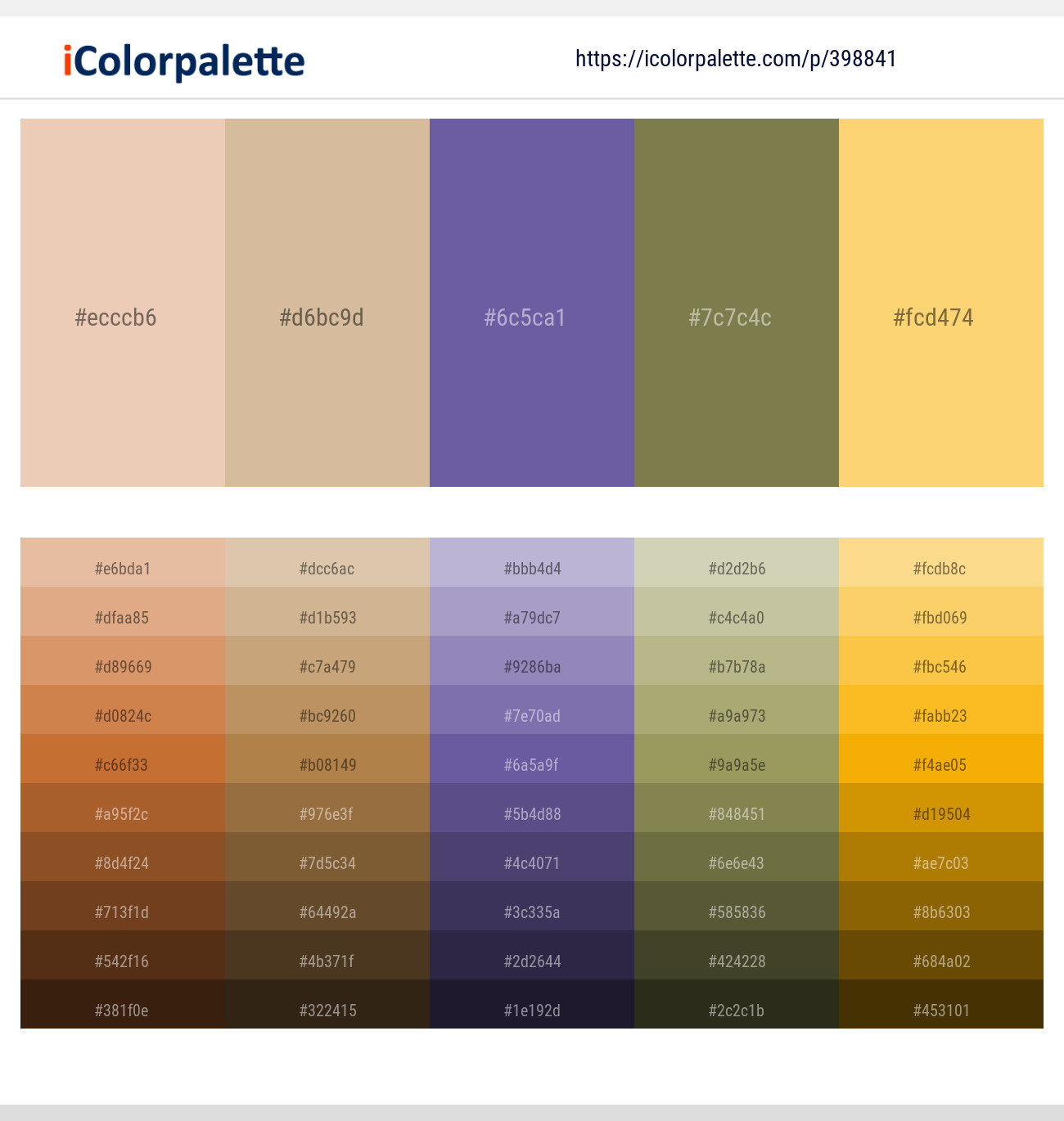 Just Right – Cameo – Scampi – Shadow – Goldenrod Color scheme ...
