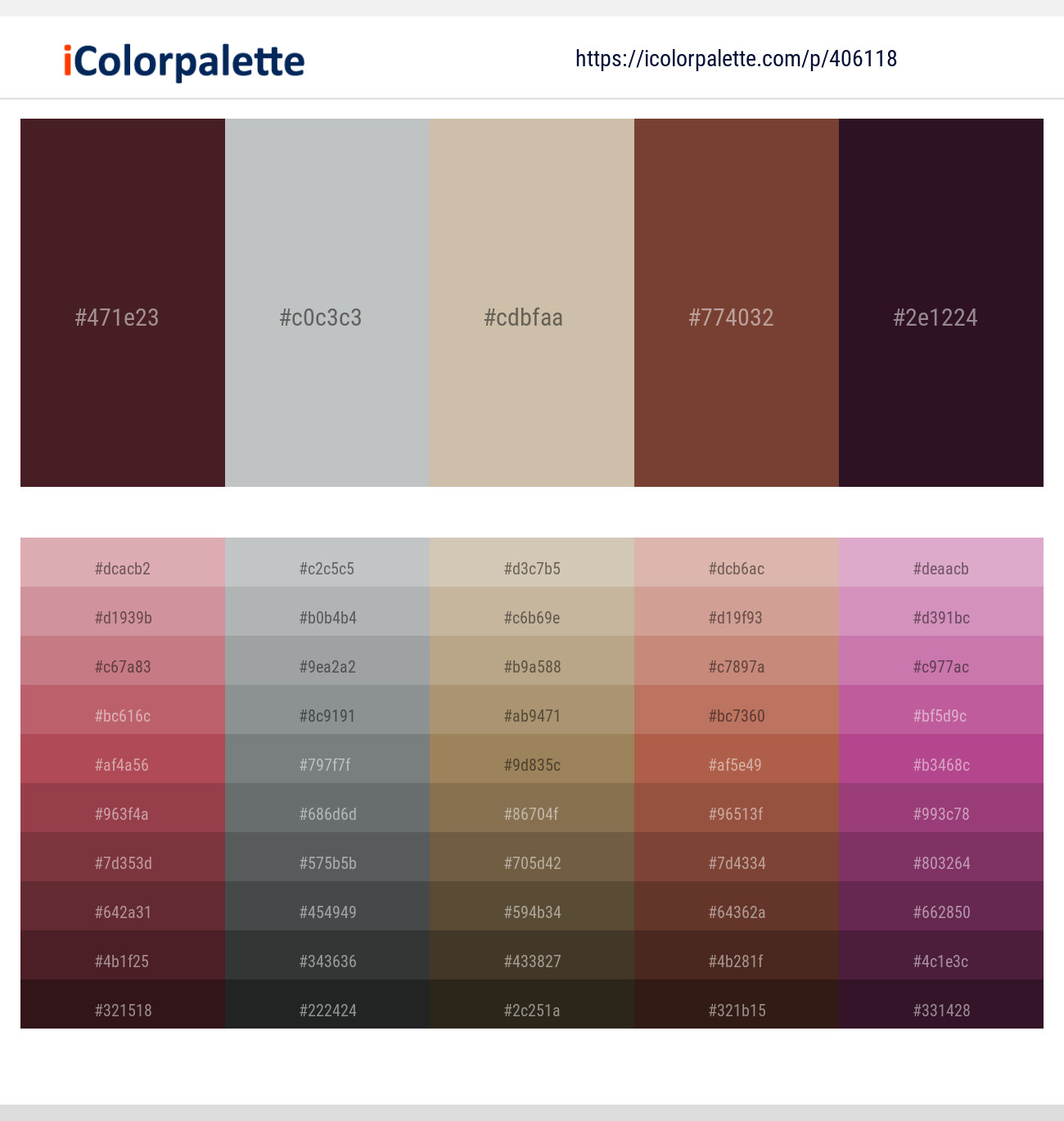 Cocoa Bean – Silver Sand – Coral Reef – Old Copper – Tamarind Color ...