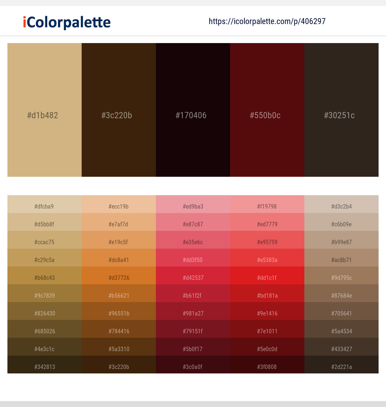 Tan – Clinker – Creole – Maroon Oak – Zeus Color scheme | iColorpalette