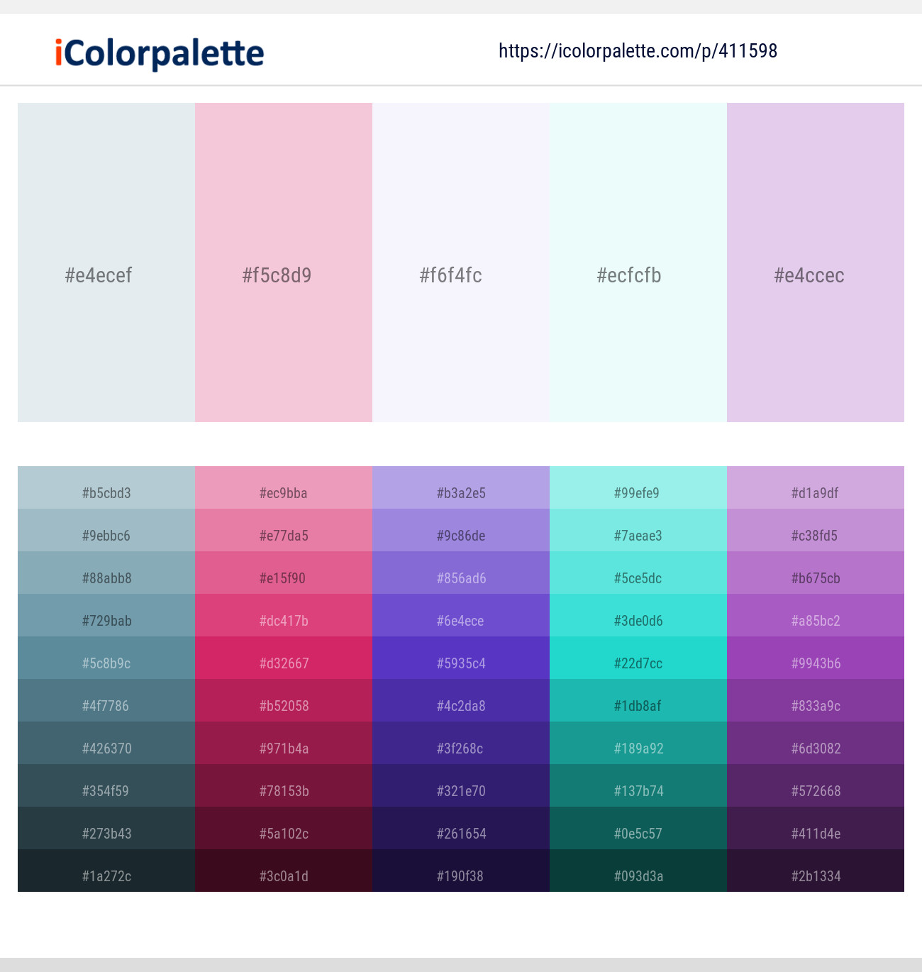 Mystic – Azalea – White Lilac – White Ice – French Lilac Color scheme ...