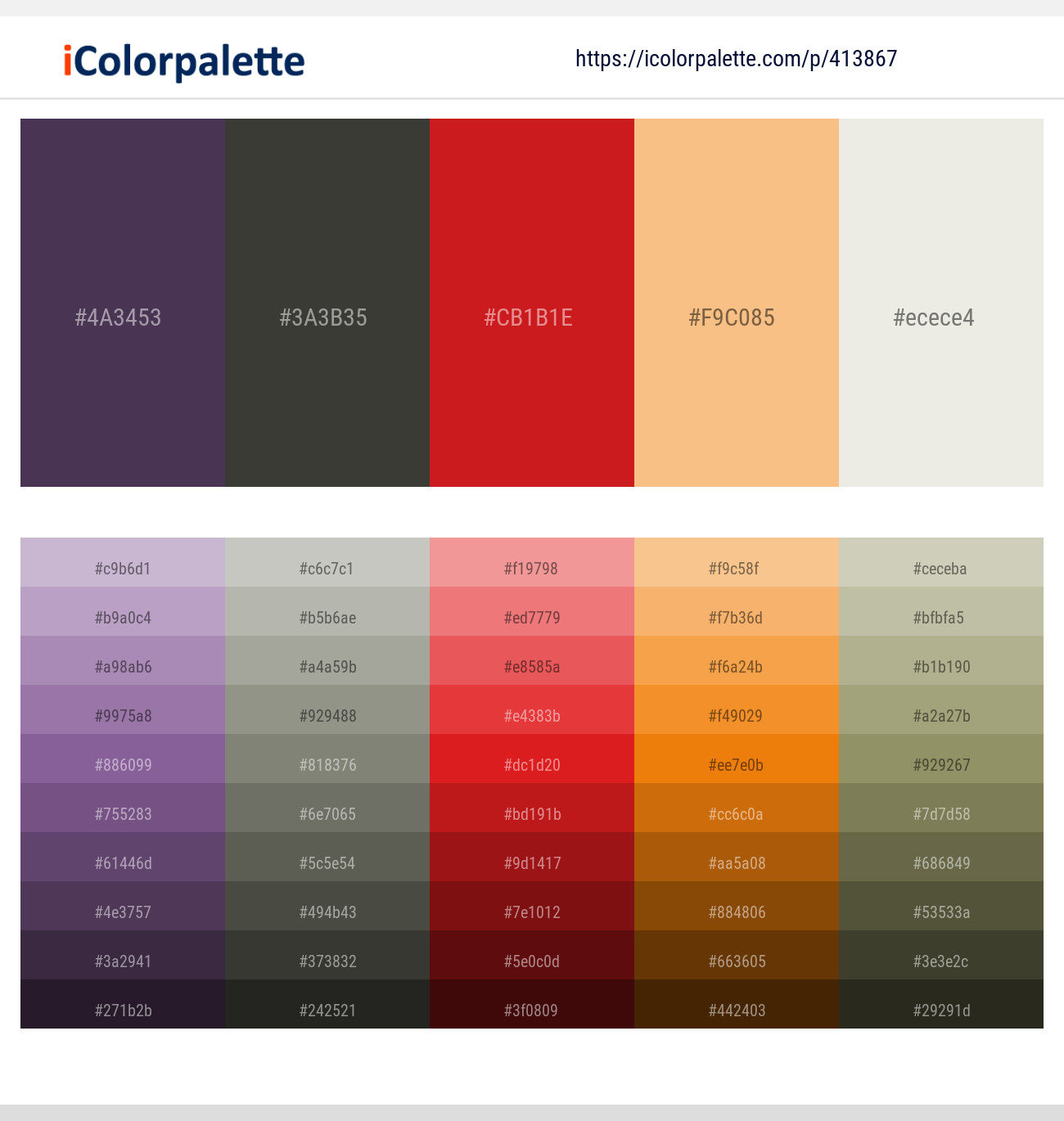 65 Red Color Palettes | Curated collection of Color Palettes