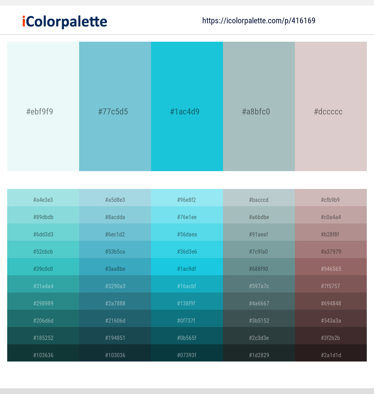 Aqua Spring – Downy – Java – Tower Gray – Wafer Color scheme ...