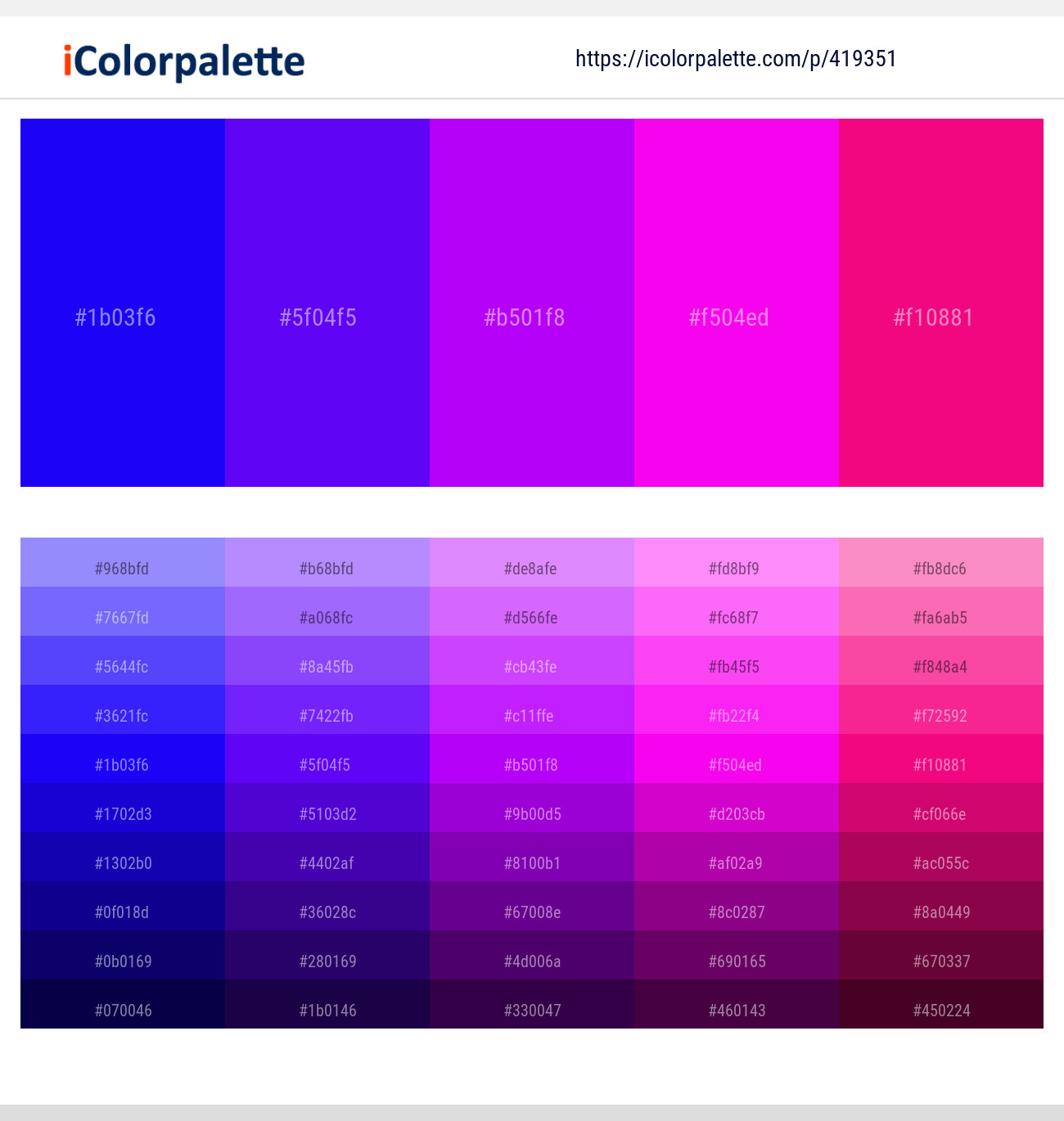 16+ Blue And Fuchsia Color Palettes & Gradient Ideas | iColorPalette