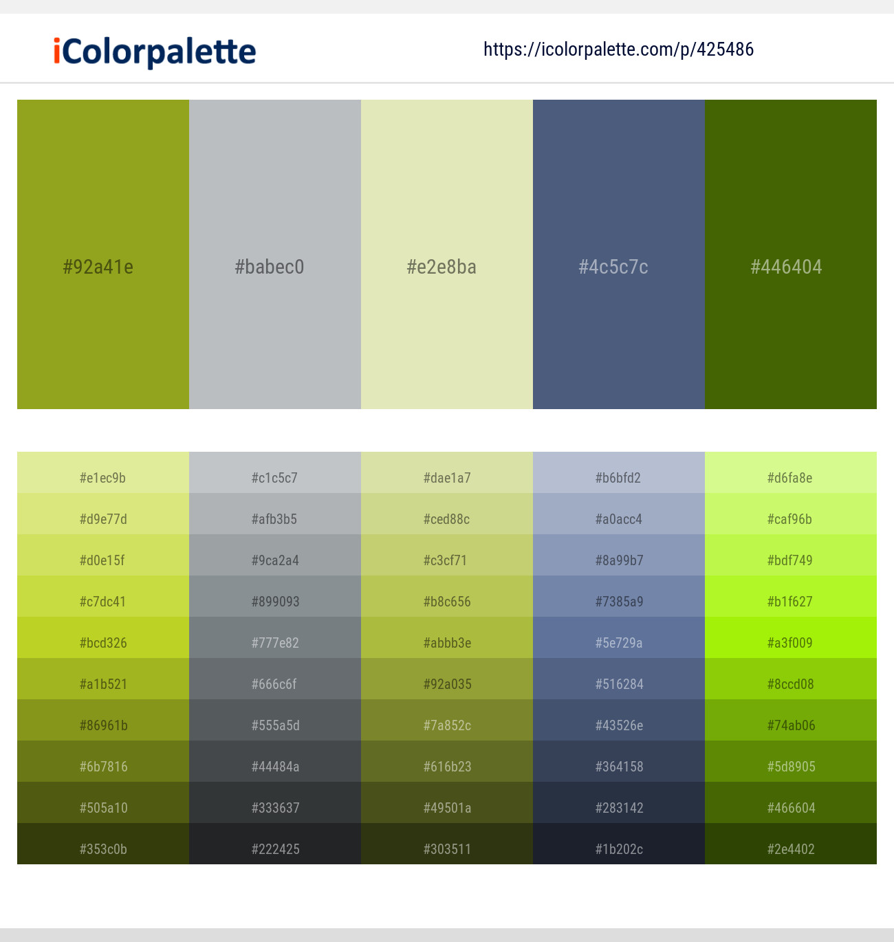 Citron – Silver Sand – Fall Green – Blue Bayoux – Verdun Green Color ...