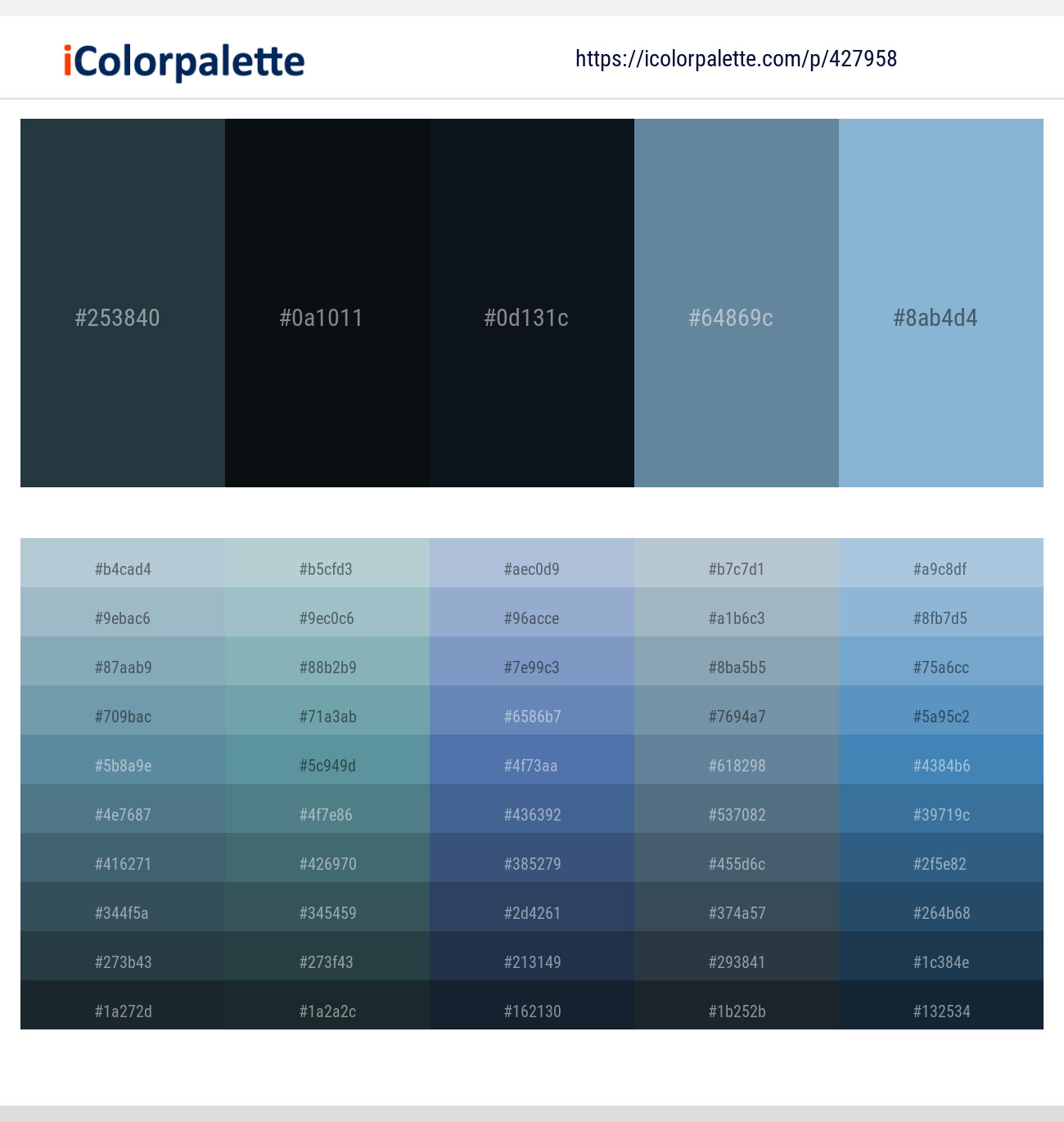 Pickled Bluewood – Bunker – Vulcan – Hoki – Polo Blue Color scheme ...