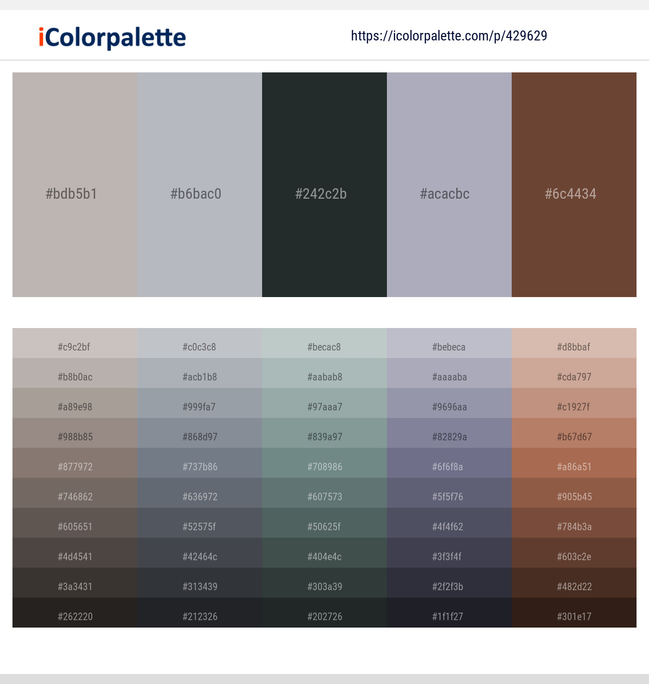Tide – Bombay – Outer Space – Spun Pearl – Shingle Fawn Color scheme ...