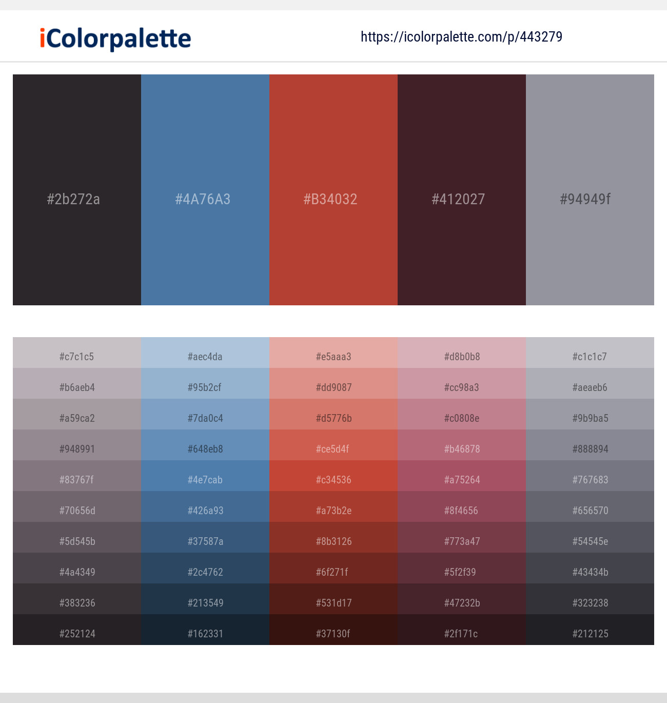 Thunder – Wedgewood – Medium Carmine – Crater Brown – Manatee Color ...