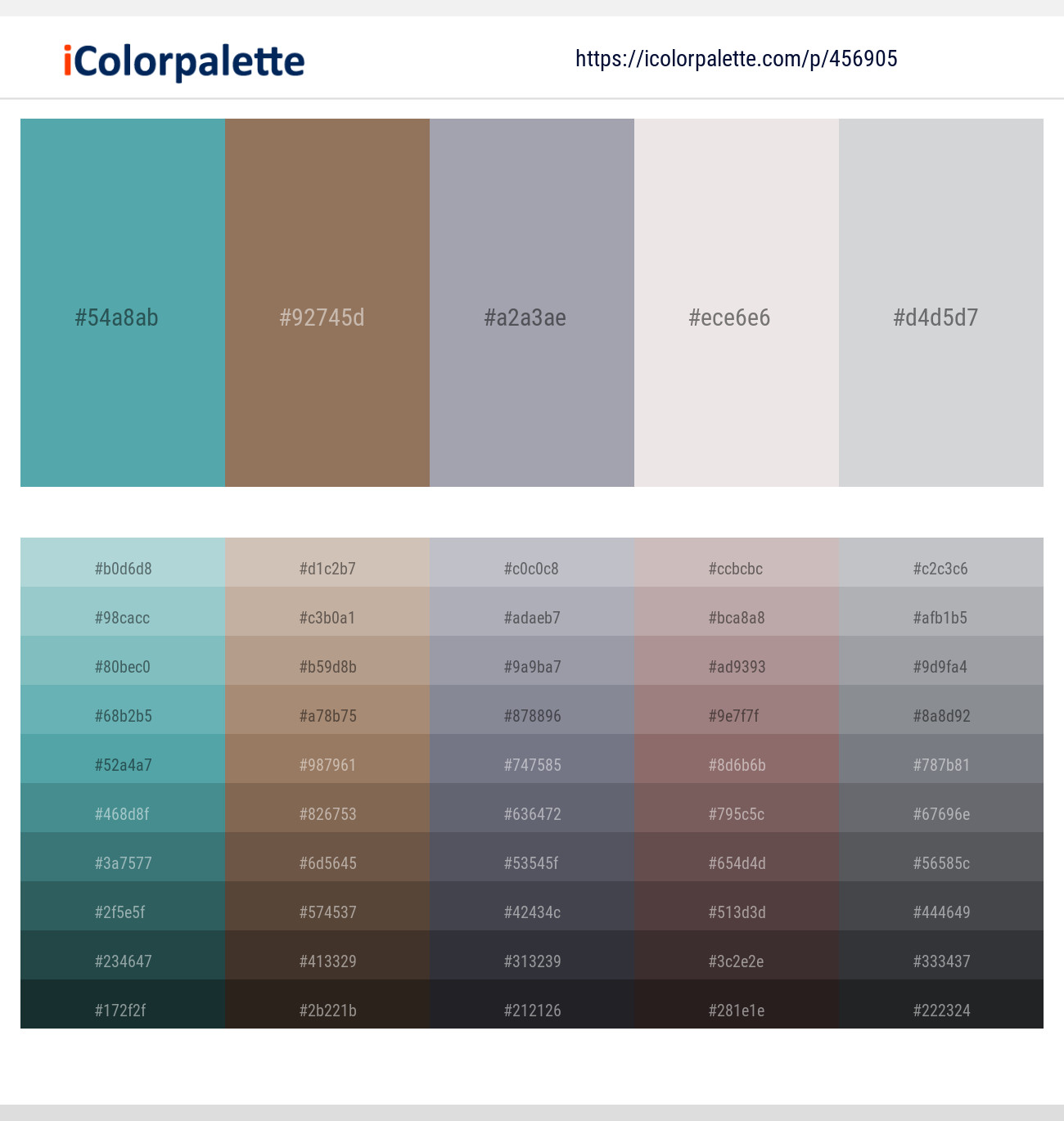 Hippie Blue – Beaver – Santas Gray – Ebb – Iron Color scheme ...