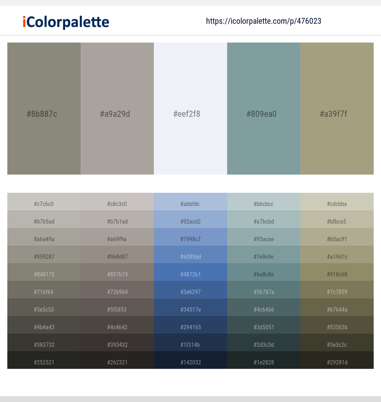 Granite Green – Cloudy – Catskill White – Granny Smith – Tallow Color ...