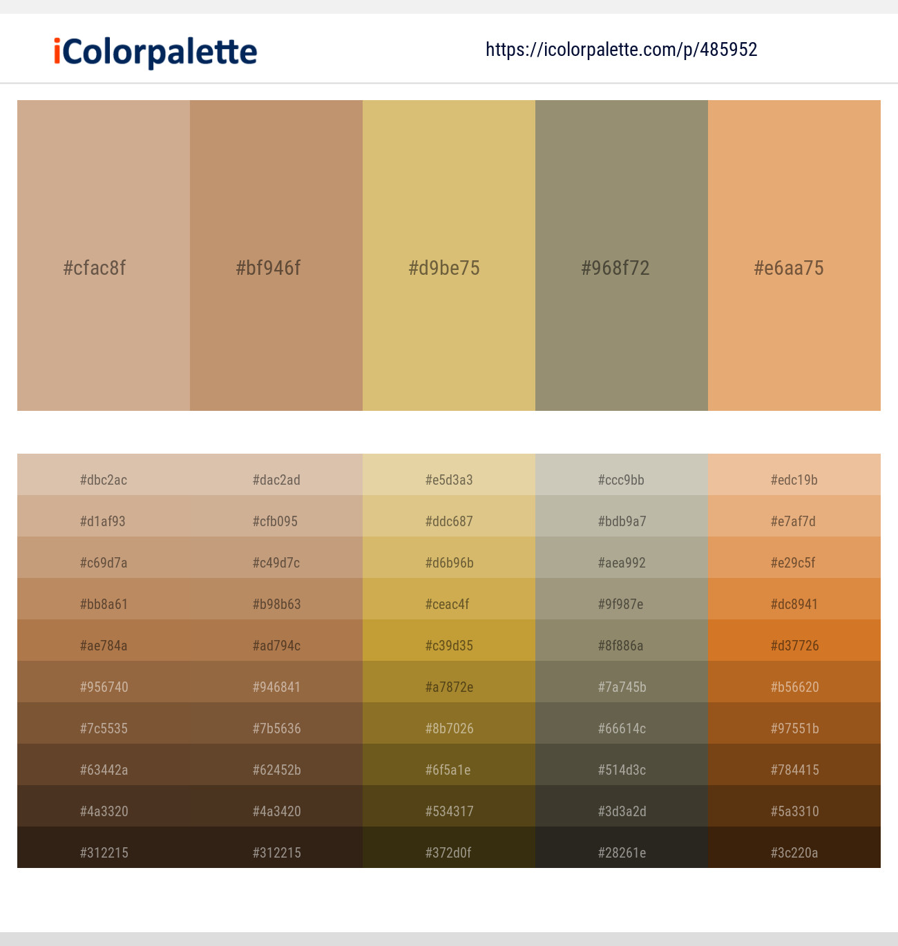 Tan – Muddy Waters – Apache – Gurkha – Porsche Color scheme | iColorpalette