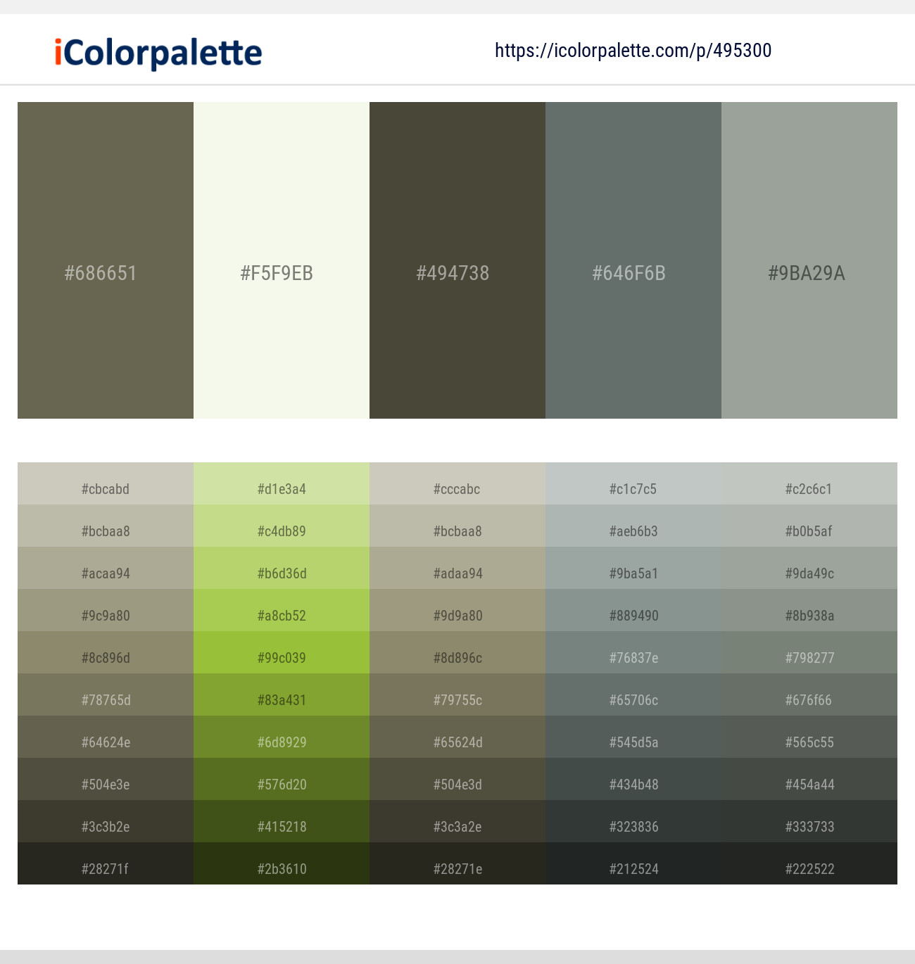 Kokoda – Frost – Kelp – Corduroy – Mantle Color scheme | iColorpalette