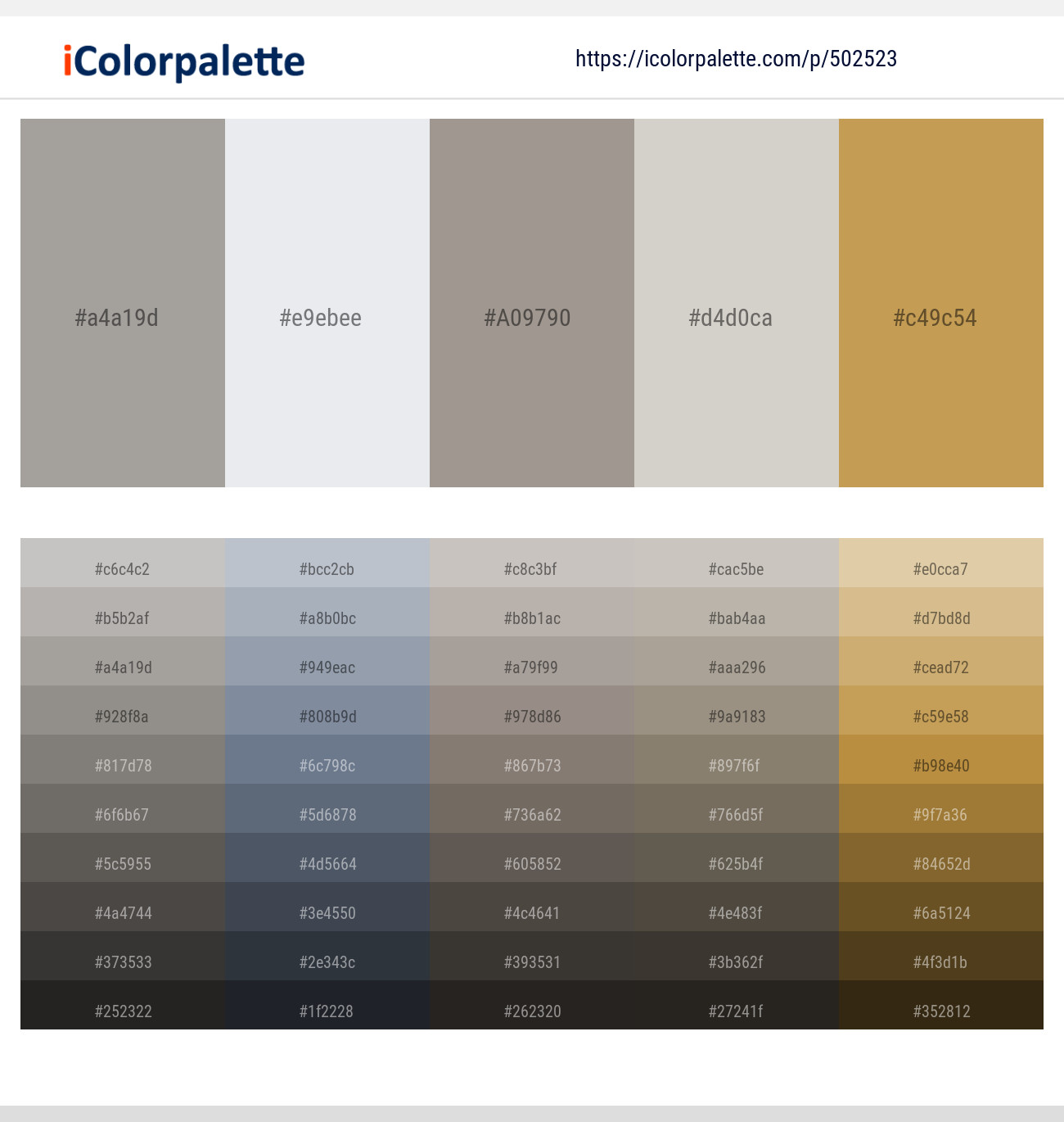 Dawn – Athens Gray – Zorba – Timberwolf – Tussock Color scheme ...