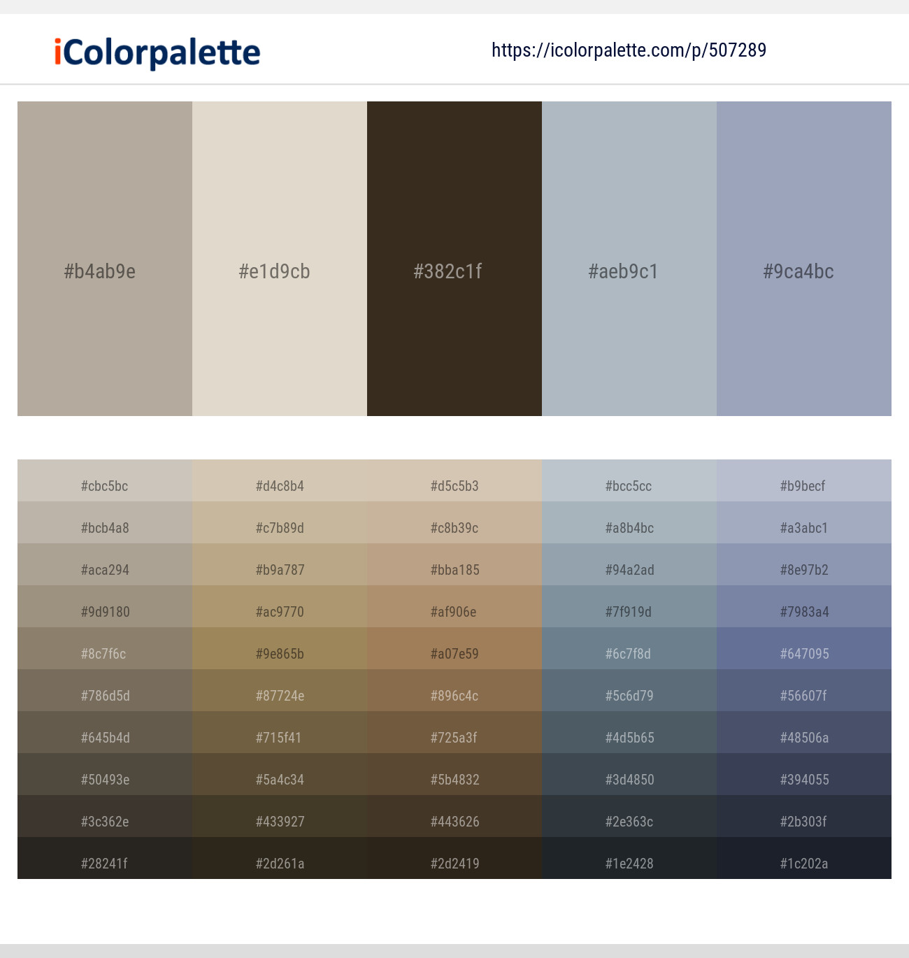 Nomad – Pearl Bush – Treehouse – Tower Gray – Cadet Blue Color scheme ...