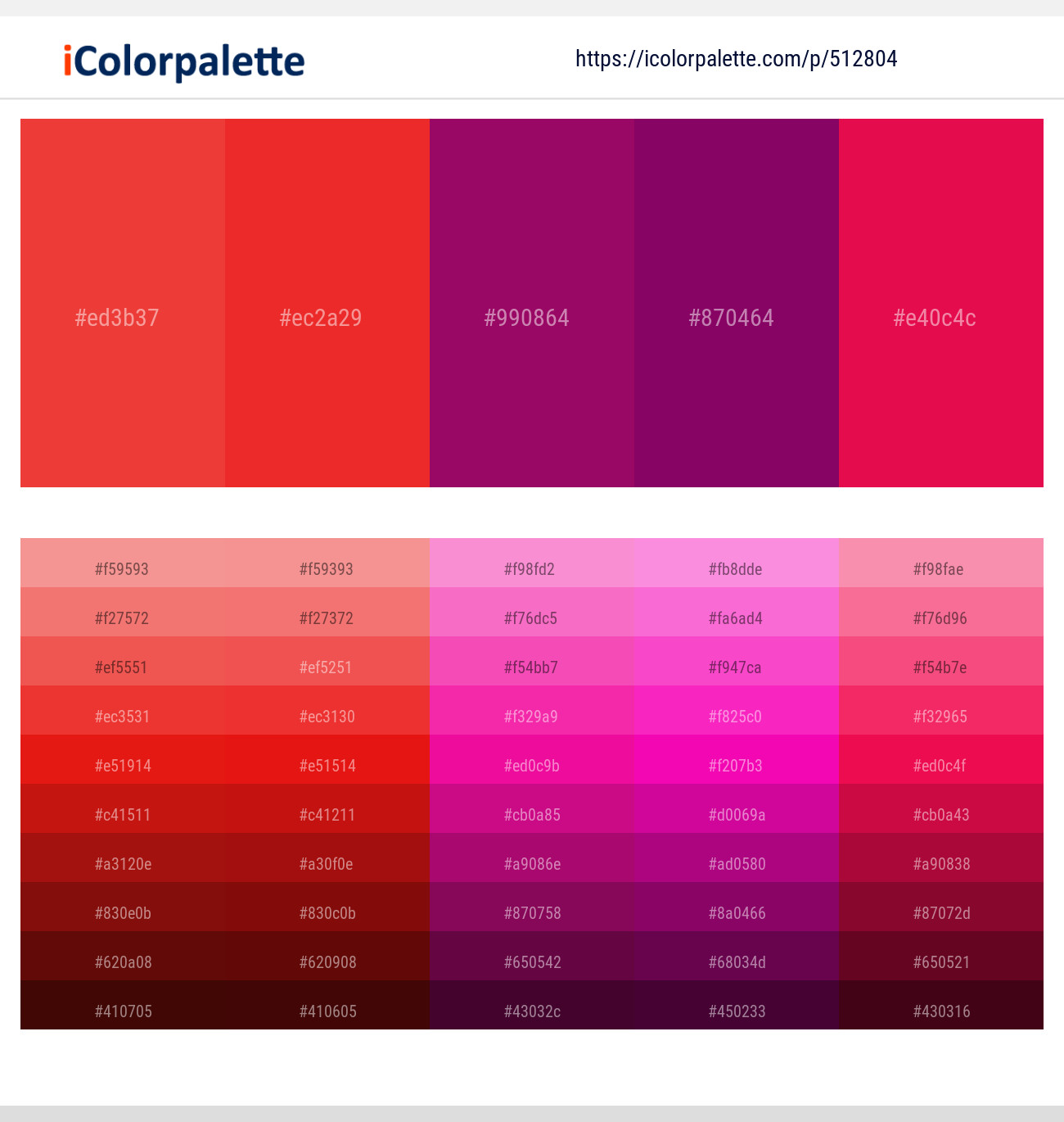 Cinnabar – Alizarin Crimson – Jazzberry Jam – Cardinal Pink ...