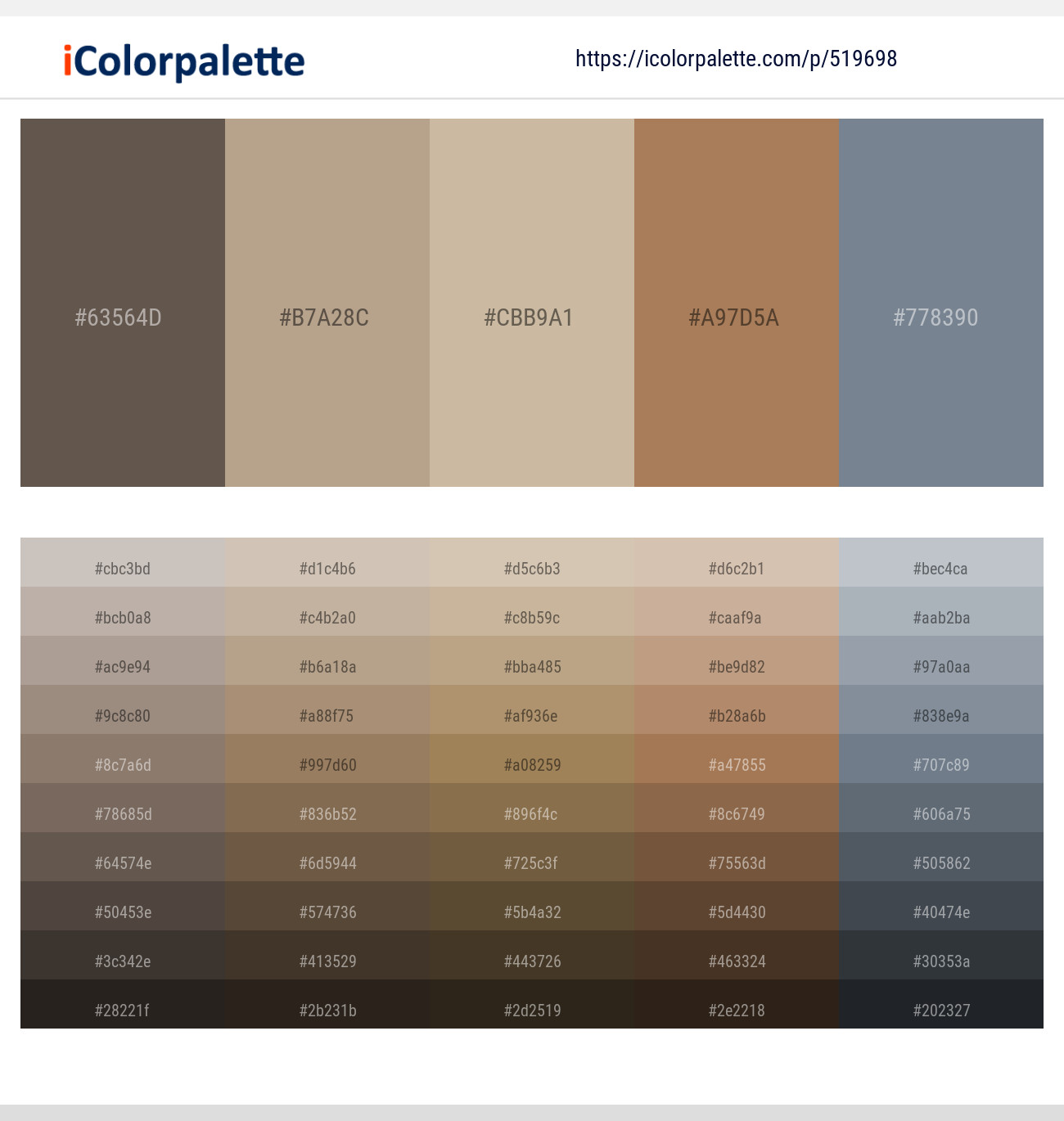 Pine Cone – Mongoose – Rodeo Dust – Muesli – Slate Gray Color scheme ...
