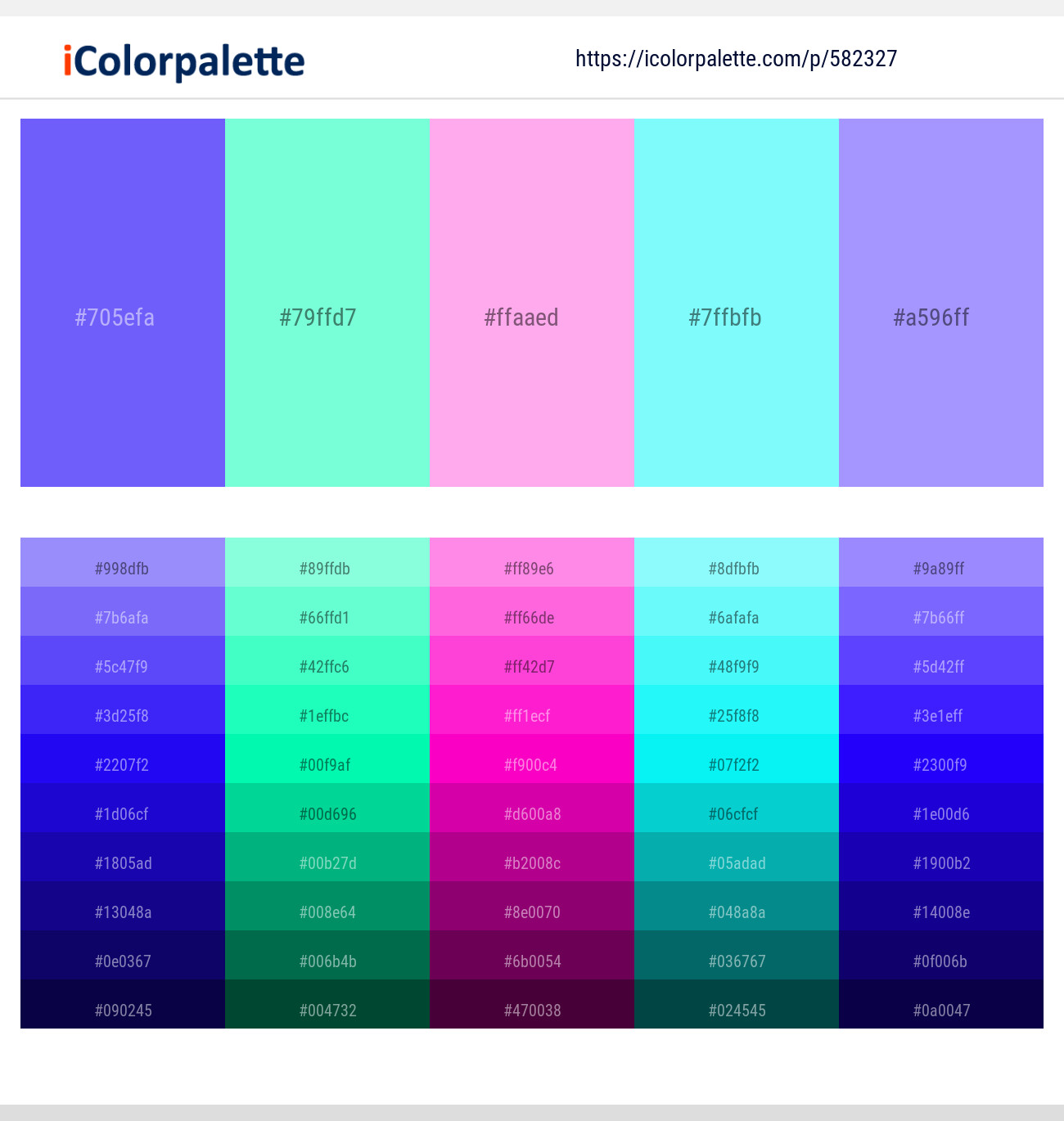 Cornflower Blue – Aquamarine – Lavender Rose – Aquamarine – Melrose ...