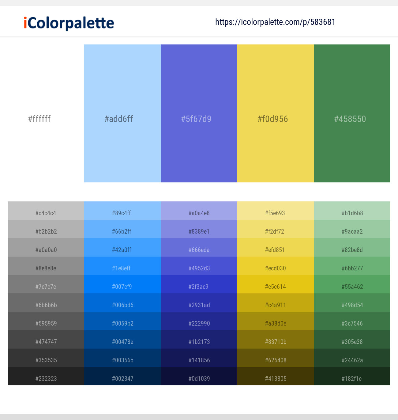 White – Anakiwa – Havelock Blue – Ronchi – Goblin Color scheme ...