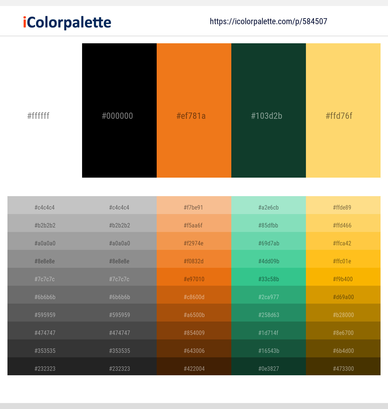 White – Black – Tango – Bush – Kournikova Color scheme | iColorpalette